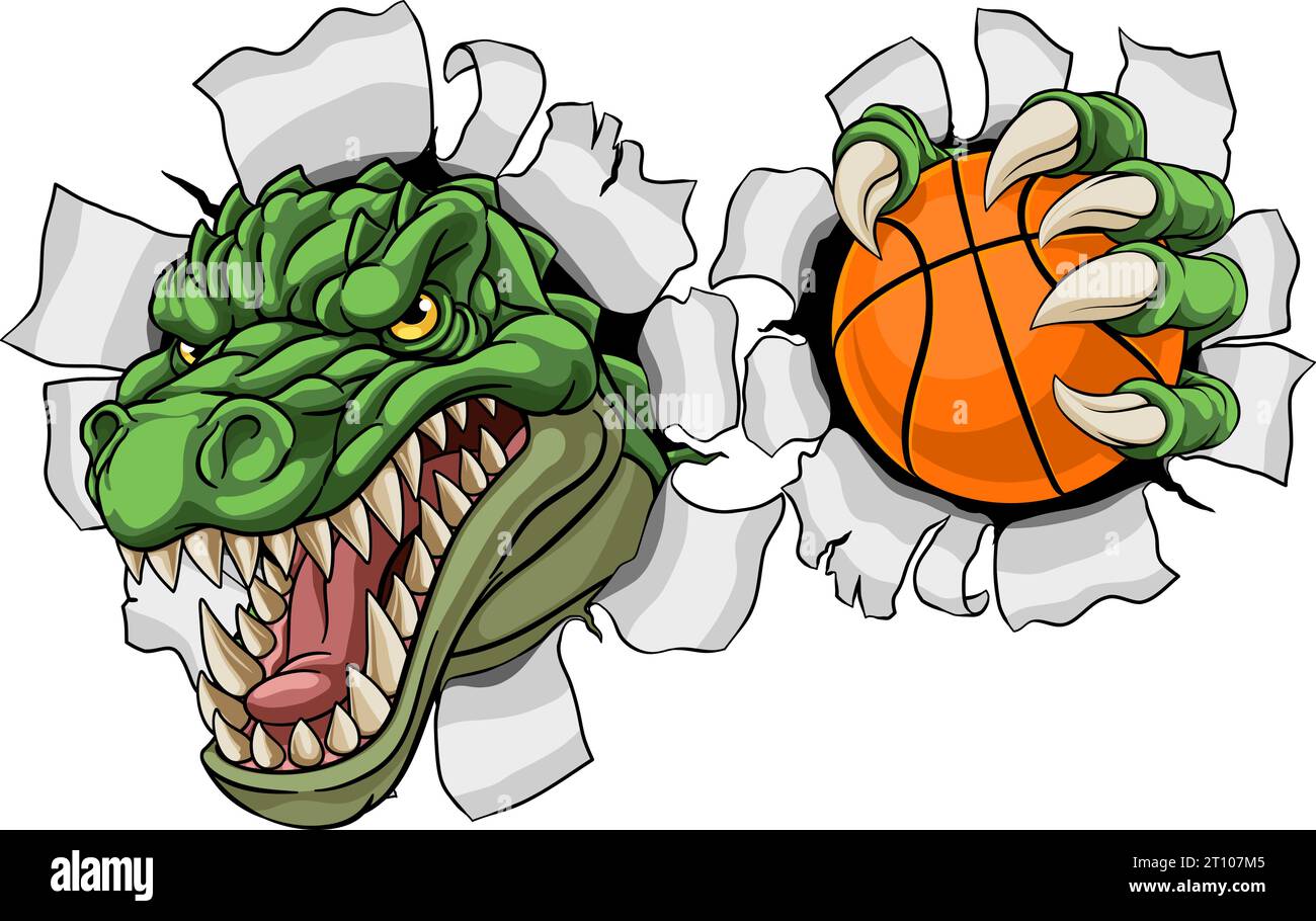 Crocodile Dinosaur Alligator Basketball Mascot Stock Vector Image & Art ...