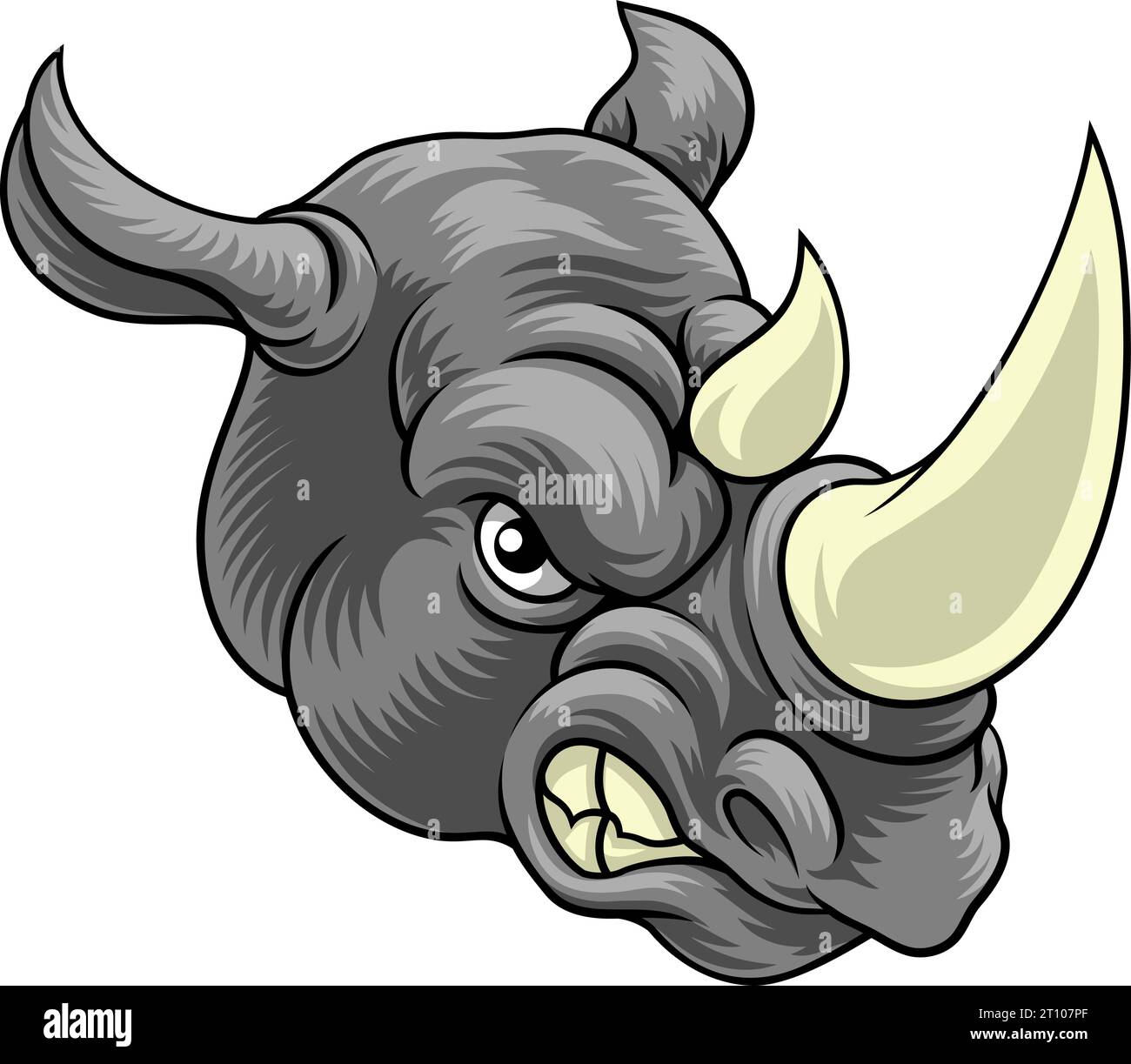 Rhino Rhinoceros Mean Angry Cartoon Sports Mascot Stock Vector Image ...