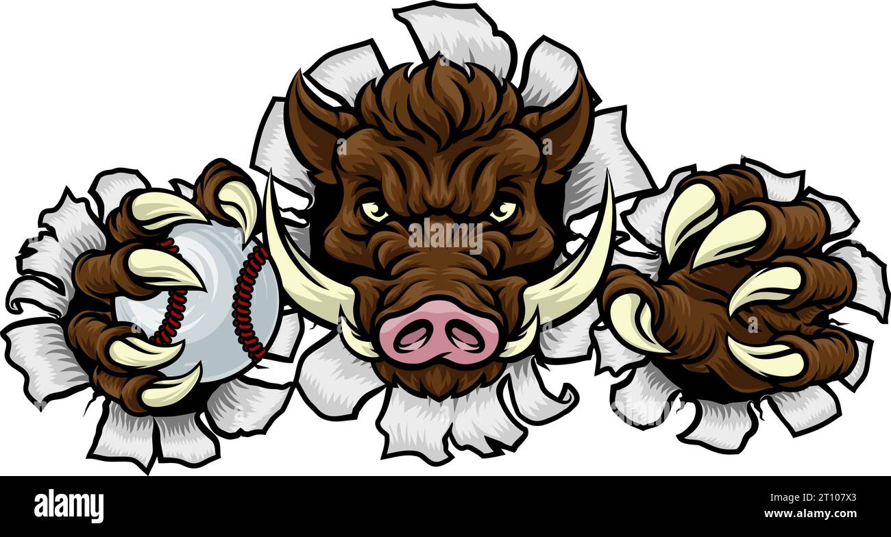 Boar Wild Hog Razorback Warthog Baseball Mascot Stock Vector Image ...
