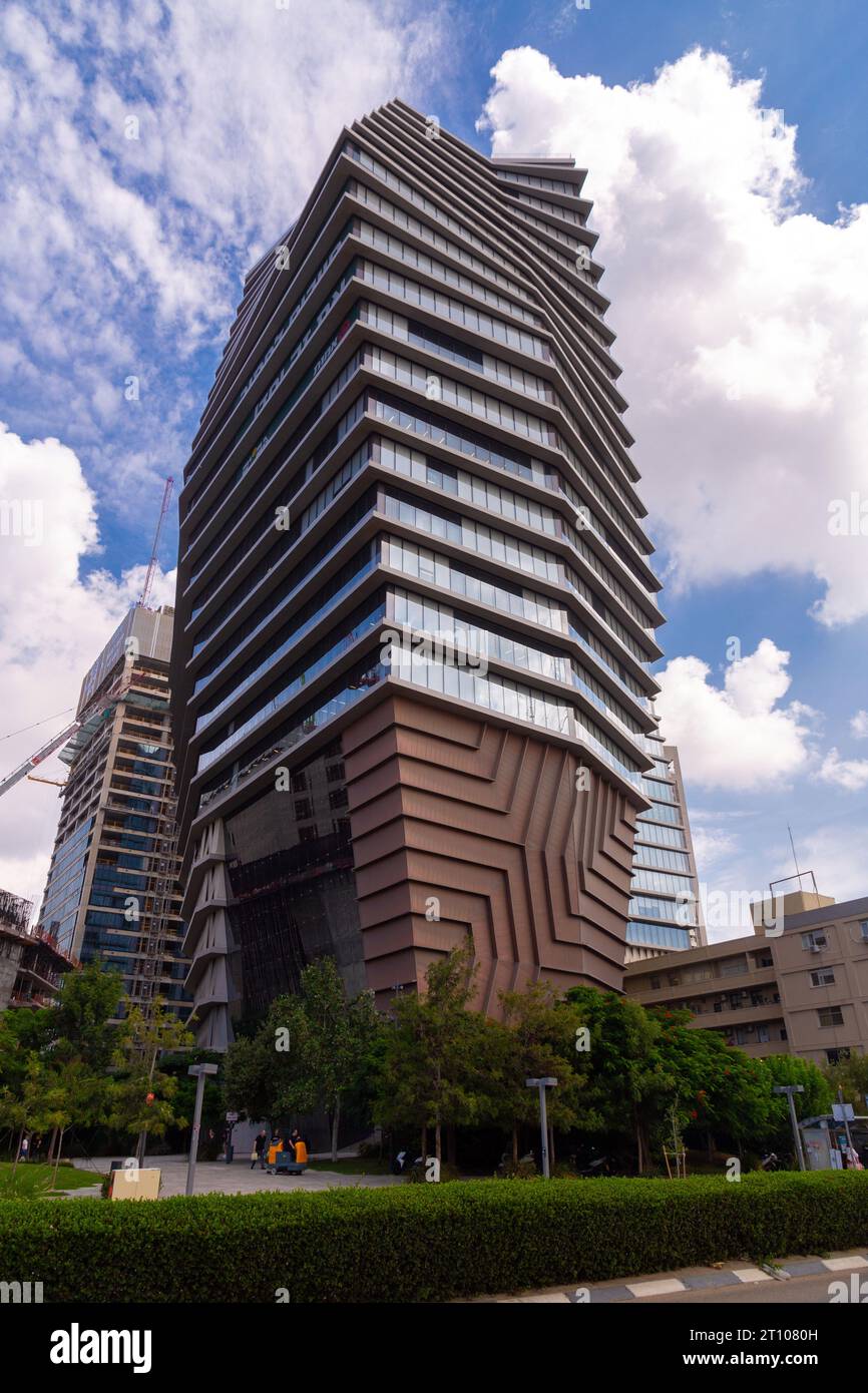 Tel Aviv, Israel - October 4, 2023: Totzeret HaAretz Towers, stylized ...
