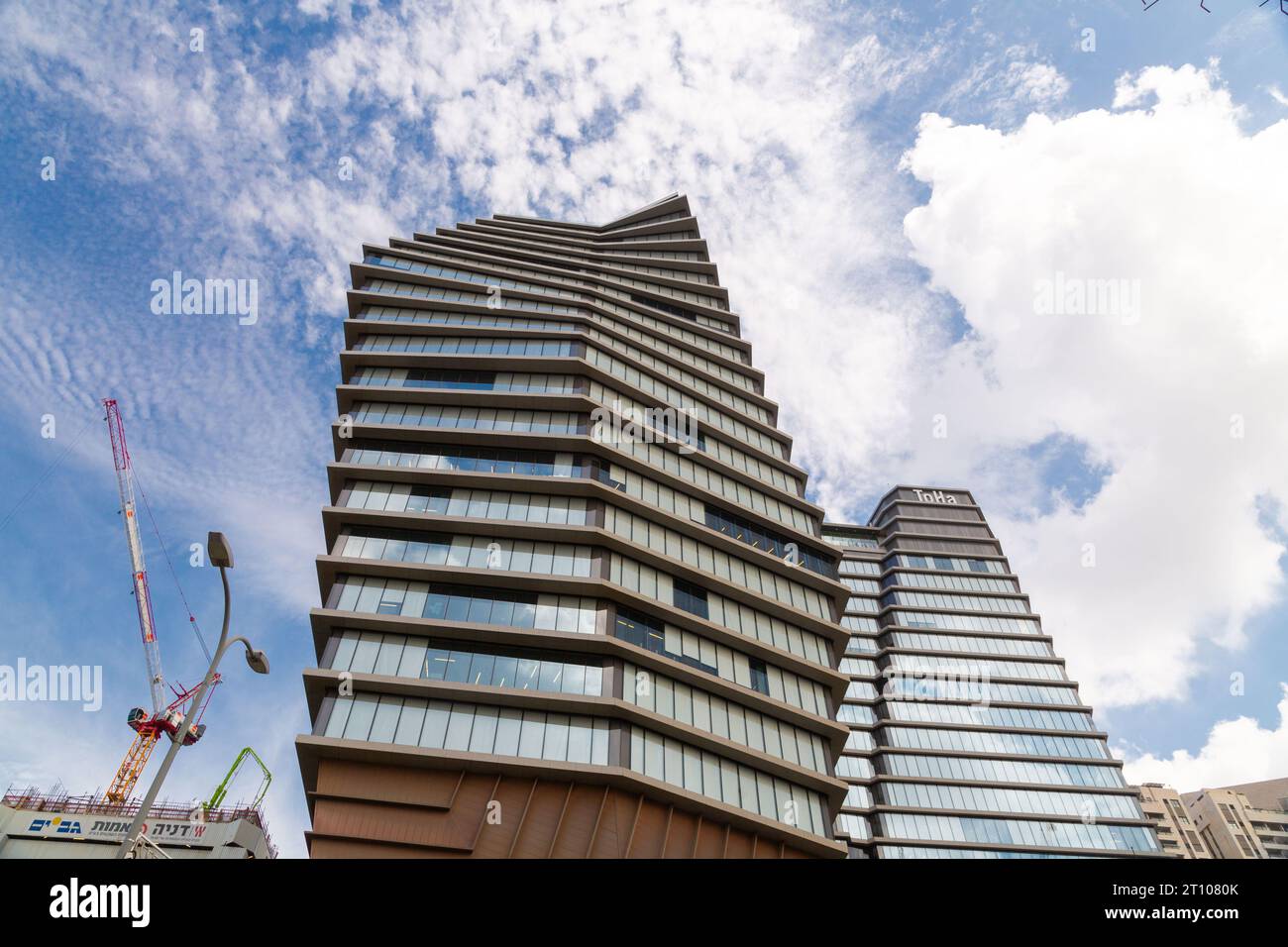 Tel Aviv, Israel - October 4, 2023: Totzeret HaAretz Towers, stylized ...