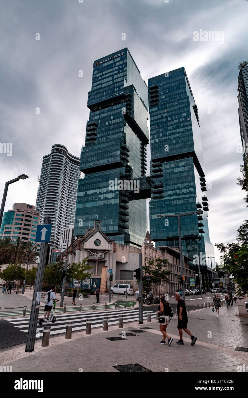 Tel Aviv, Israel - October 4, 2023: Modern skyscrapers in the financial ...