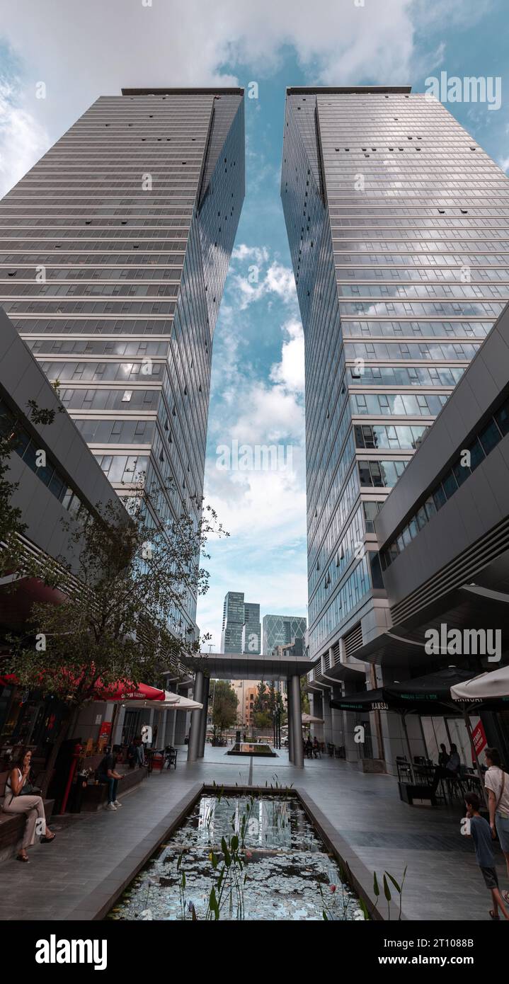 Tel Aviv, Israel - October 4, 2023: Modern skyscrapers in the financial ...