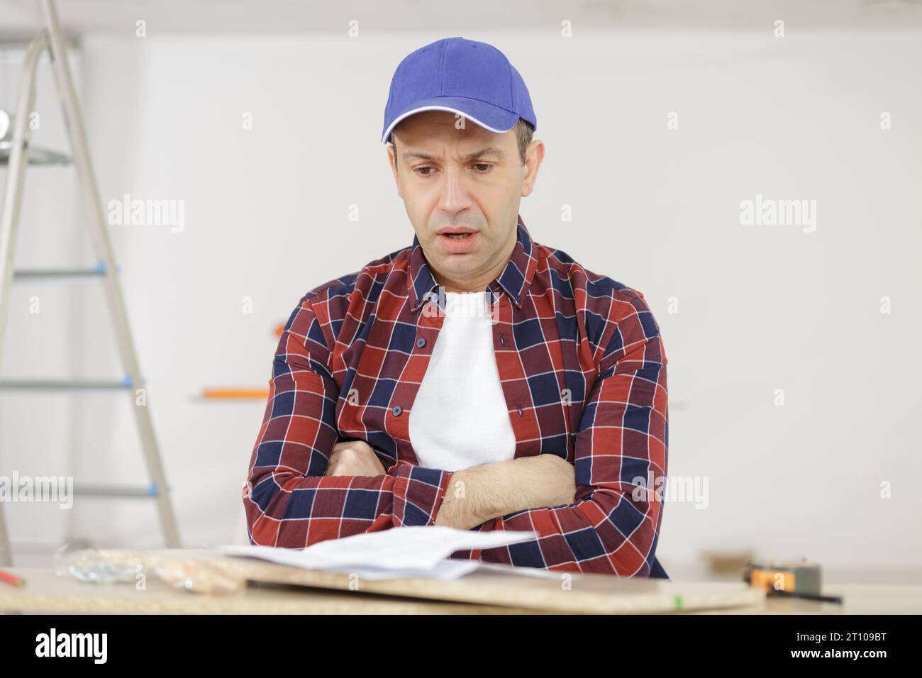 portrait of confident wood worker crossed arms Stock Photo - Alamy