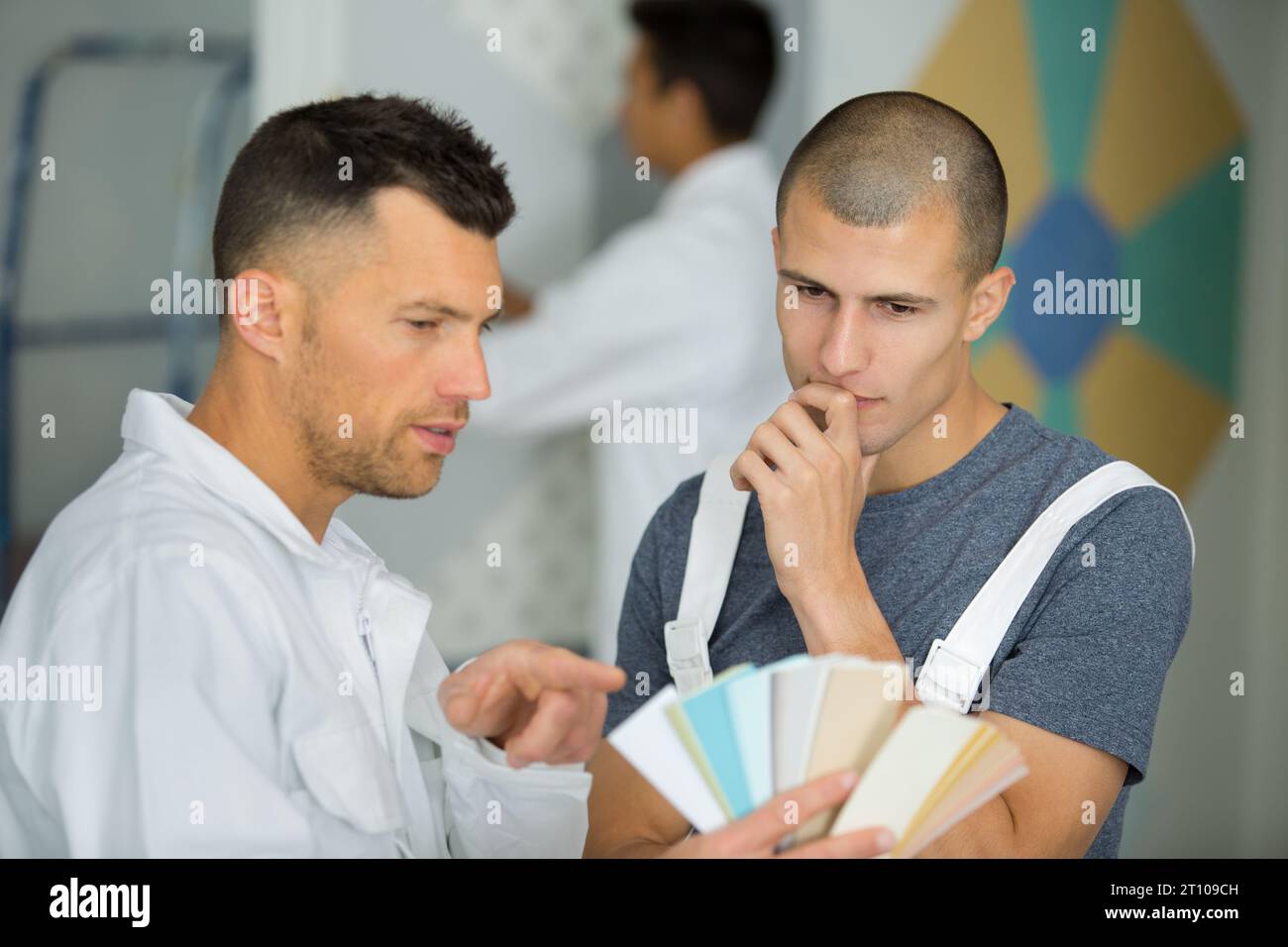professional painter showing a set of color swatches Stock Photo - Alamy