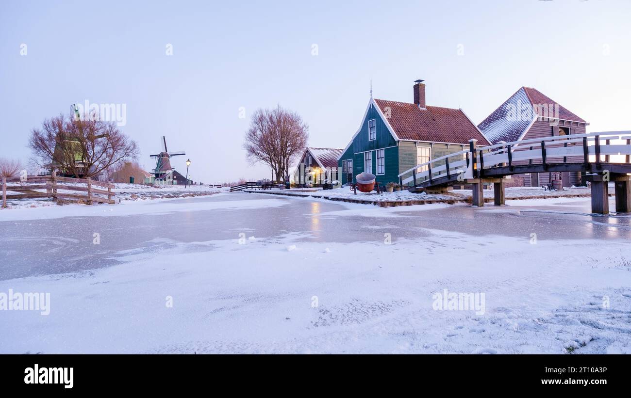Dutch historical village Zaanse Schans Netherlands a Dutch windmill ...