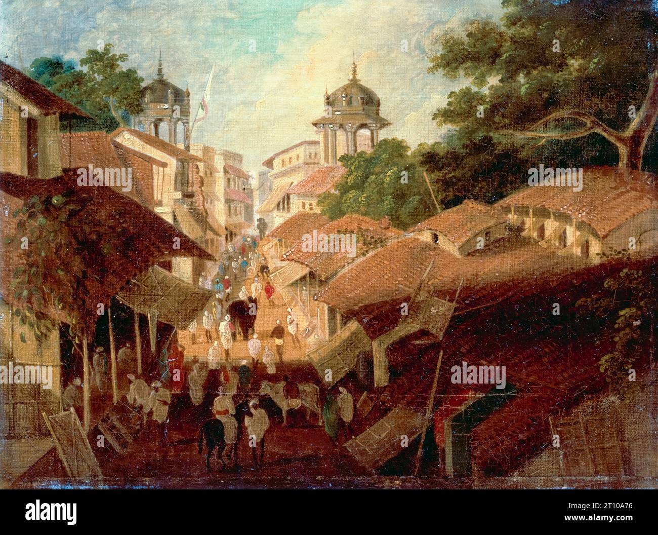 Street in Patna (West Bengal, India), painting in oil on canvas by Sir ...