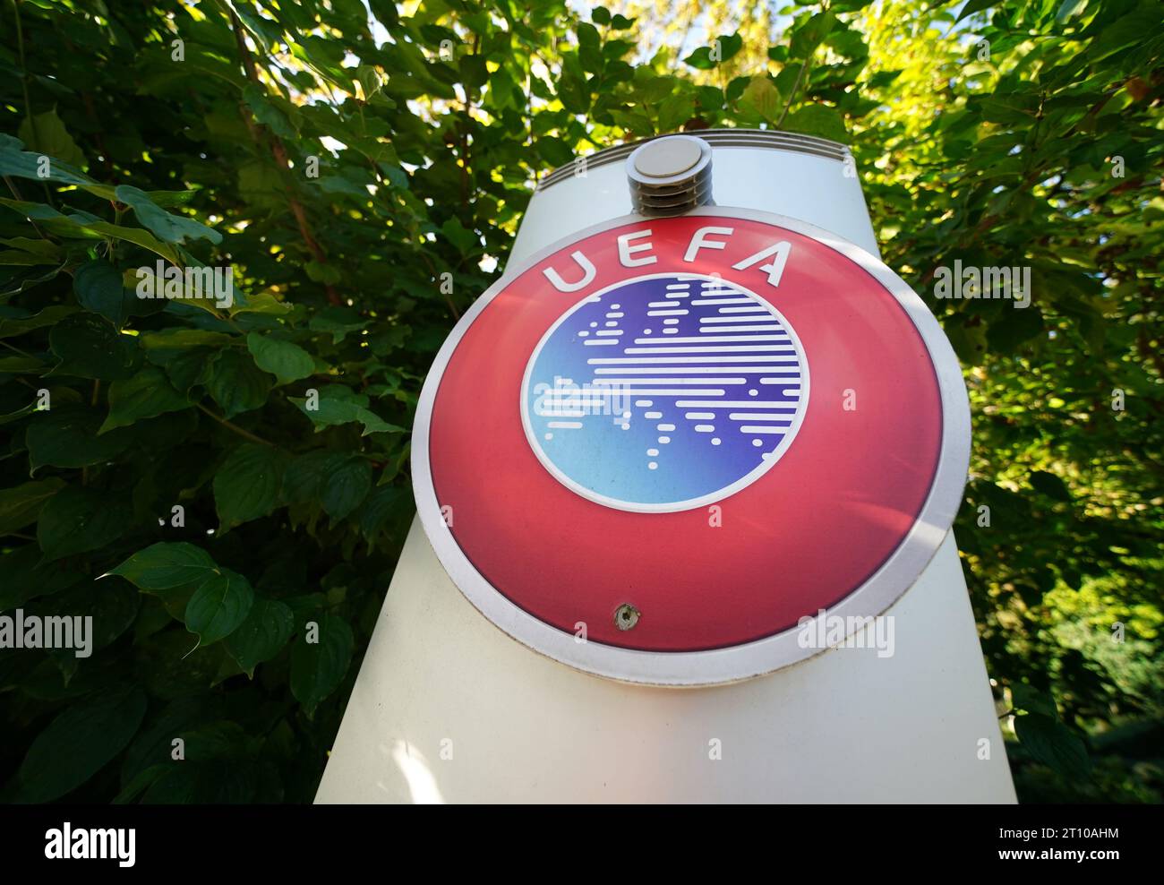 A general view of UEFA signage outside ahead of the Euro 2028 and Euro ...