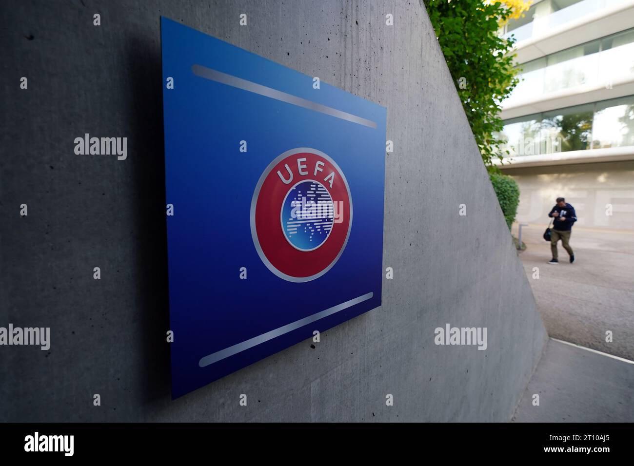 A general view of UEFA signage outside ahead of the Euro 2028 and Euro ...