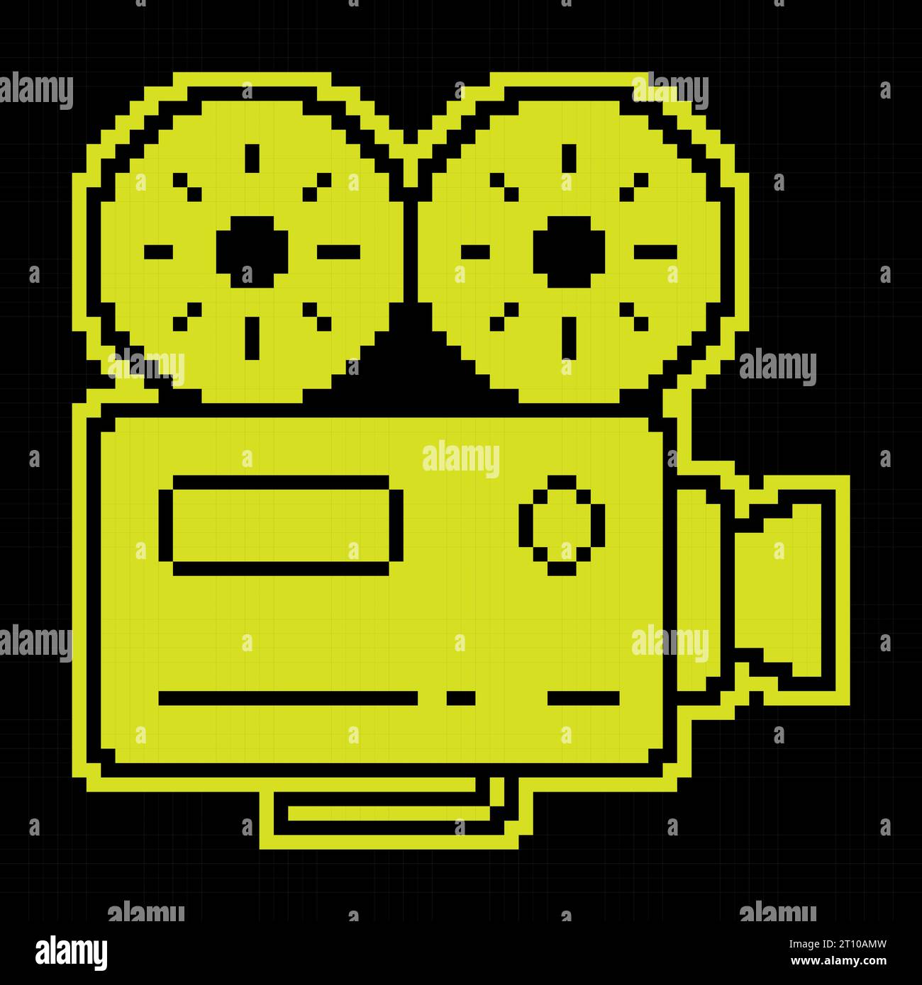 Pixel silhouette icon old camcorder. Filming movie on retro instrument ...