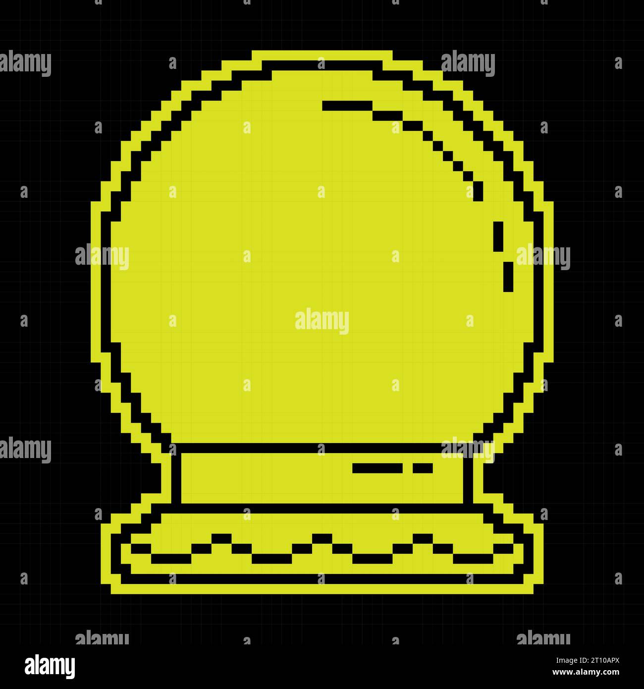 Pixel silhouette icon, fortune teller magic crystal ball on wooden ...