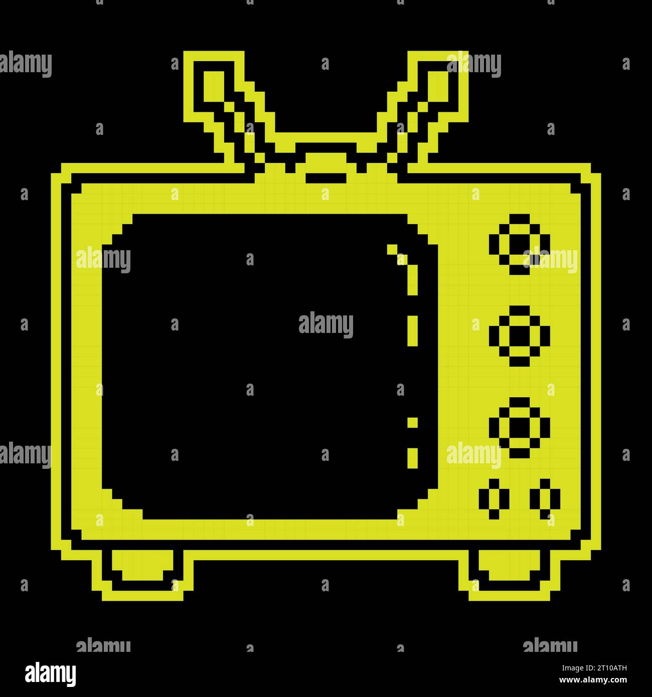 Pixel silhouette icon. Old wooden TV with antenna. Vintage TV. World ...