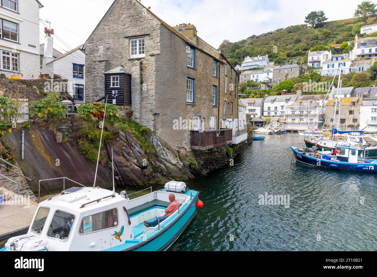 September 2023, Polperro fishing village in Cornwall, fishing boats ...