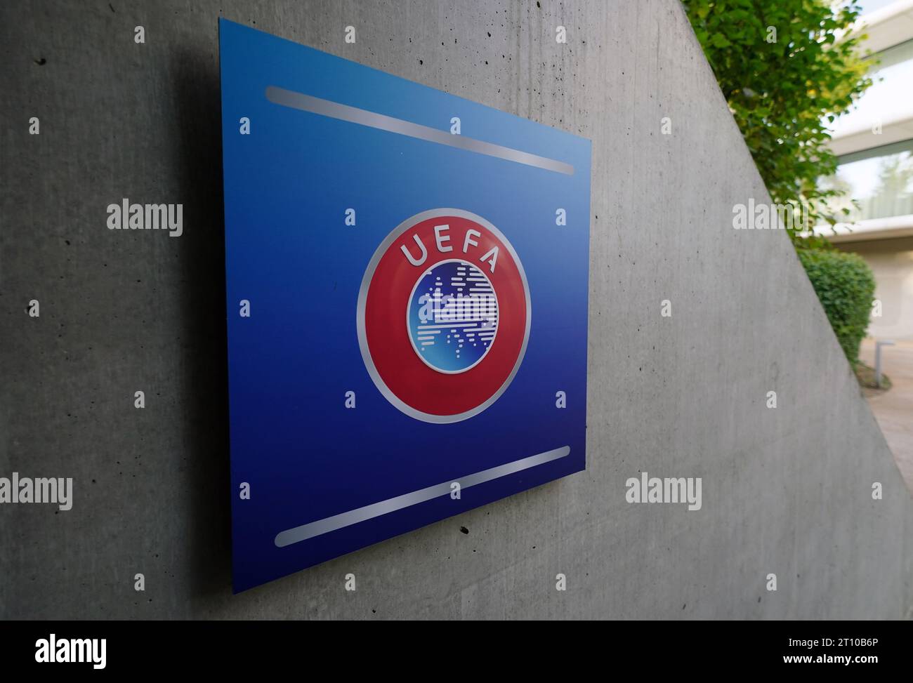 A general view of UEFA signage outside ahead of the Euro 2028 and Euro ...