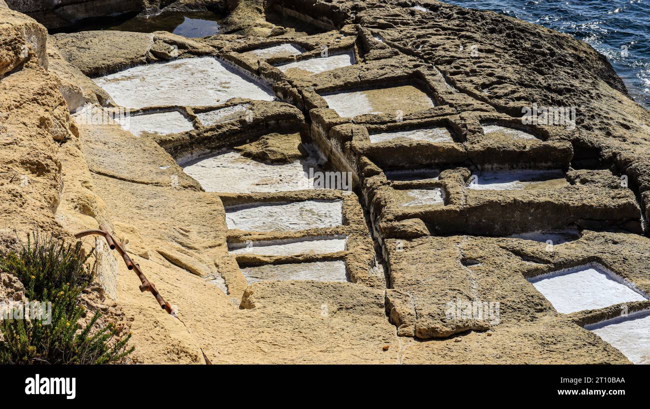 Salt pans at Xatt l-Ahmar, Gozo, Malta Stock Photo - Alamy