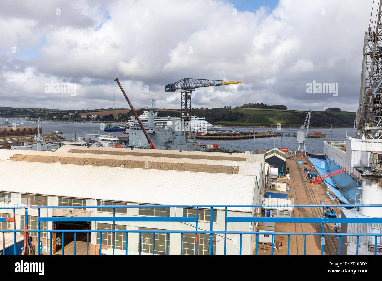 Falmouth Docks and Pendennis shipyard on the Cornish coast,Cornwall ...