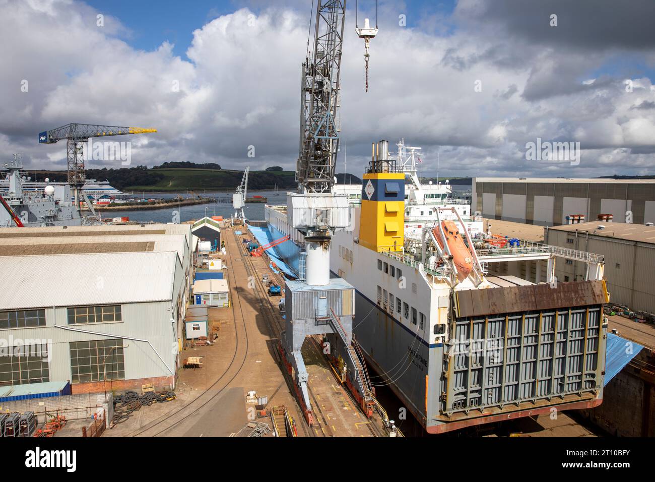 Falmouth Docks and Pendennis shipyard on the Cornish coast,Cornwall ...