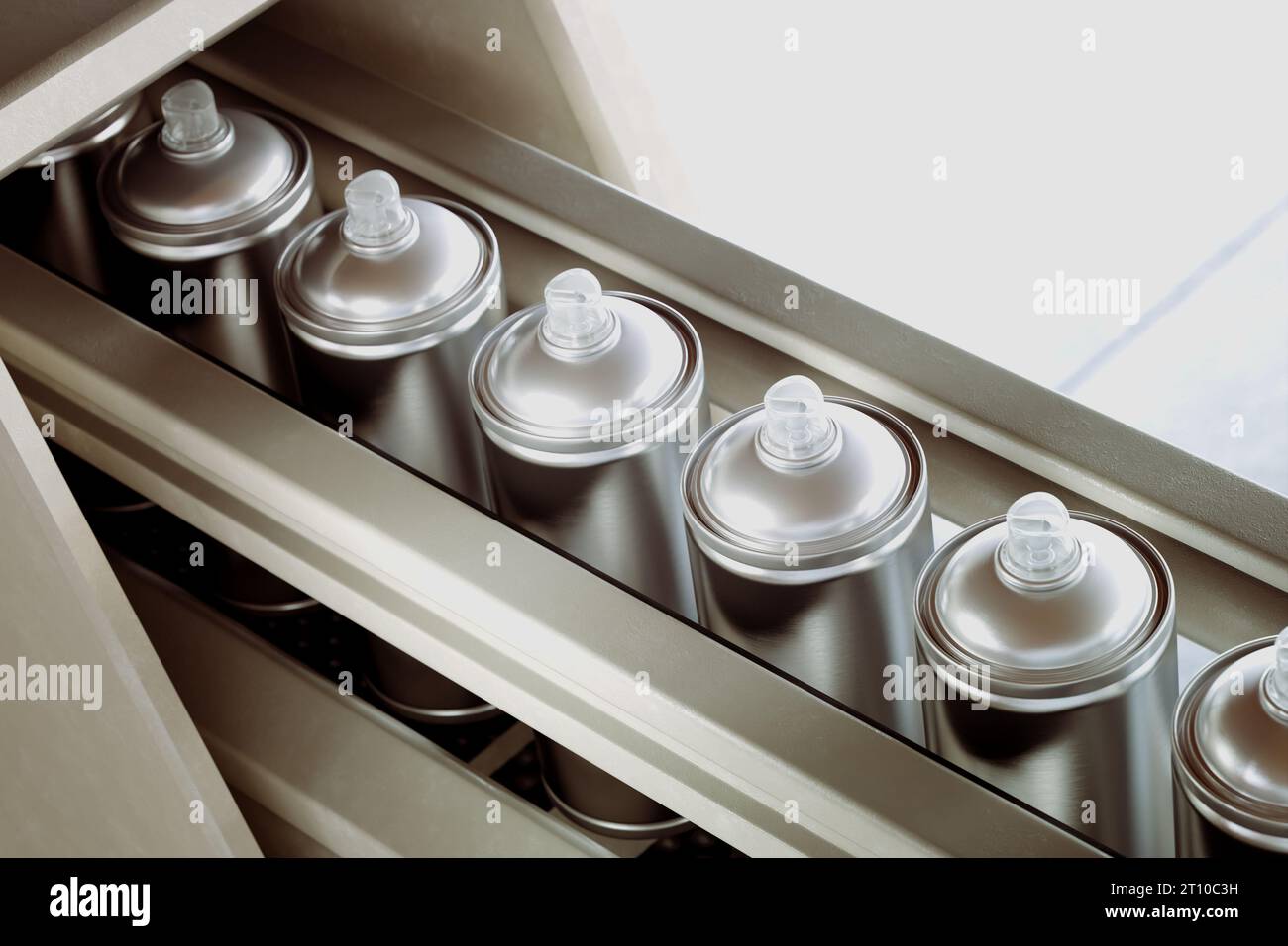 An industrial factory production line manufacturing packaging with rows ...