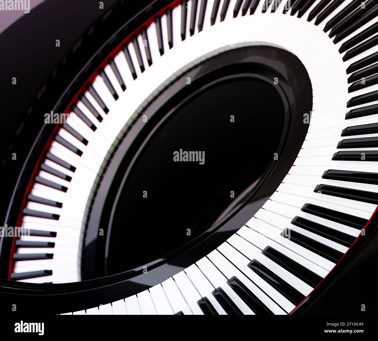 An enchanting 3D rendering of an endless spiral formed by piano keys ...