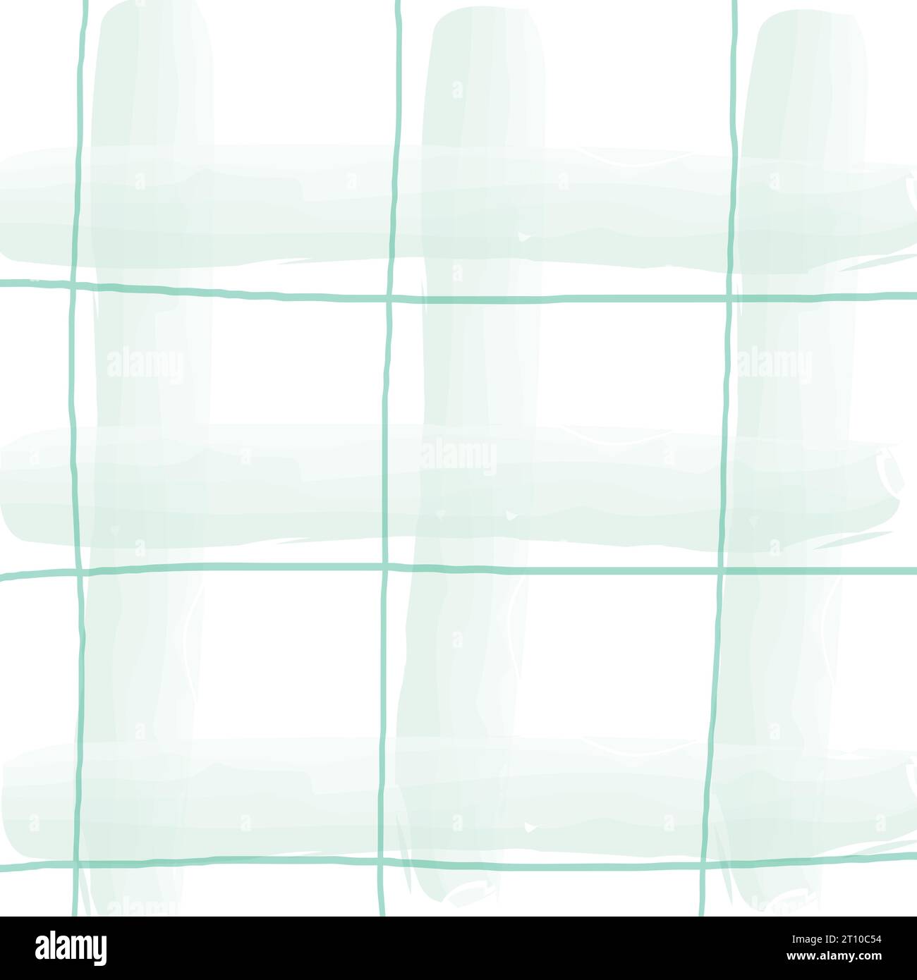 Hand Drawn green plaid with watercolor Vector Seamless Pattern. Doodle ...