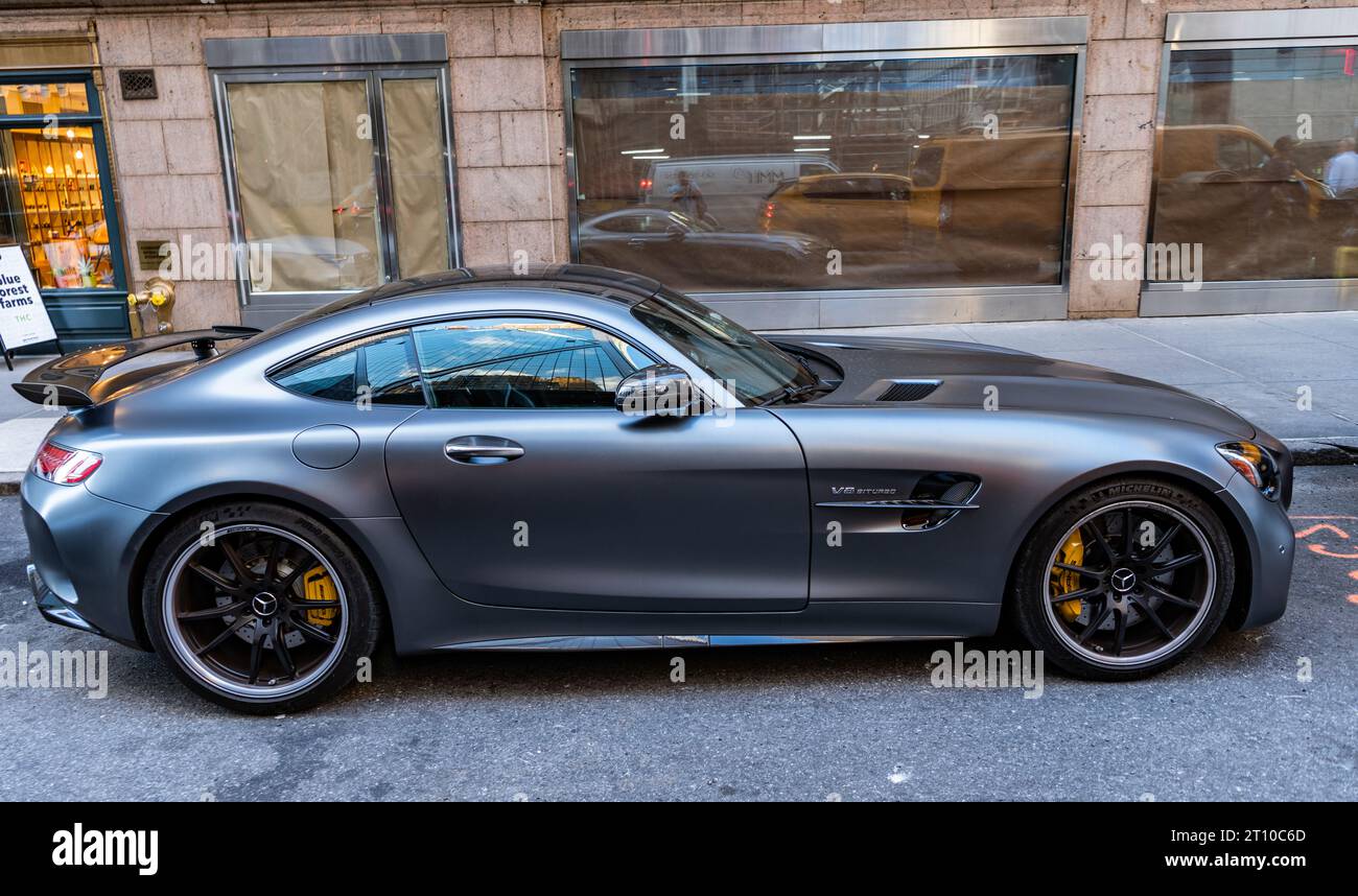 New York City, USA - August 09, 2023: Mercedes Benz AMG GT 2018 parked ...