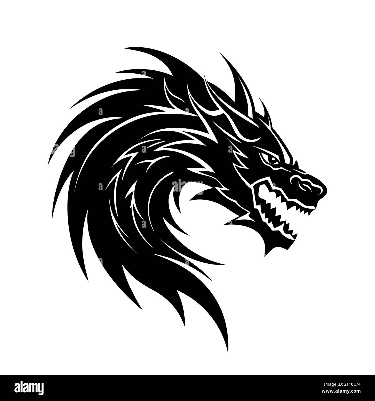 Black Dragon Head Logo Dragon Head Silhouette. Dragon Logo Design.