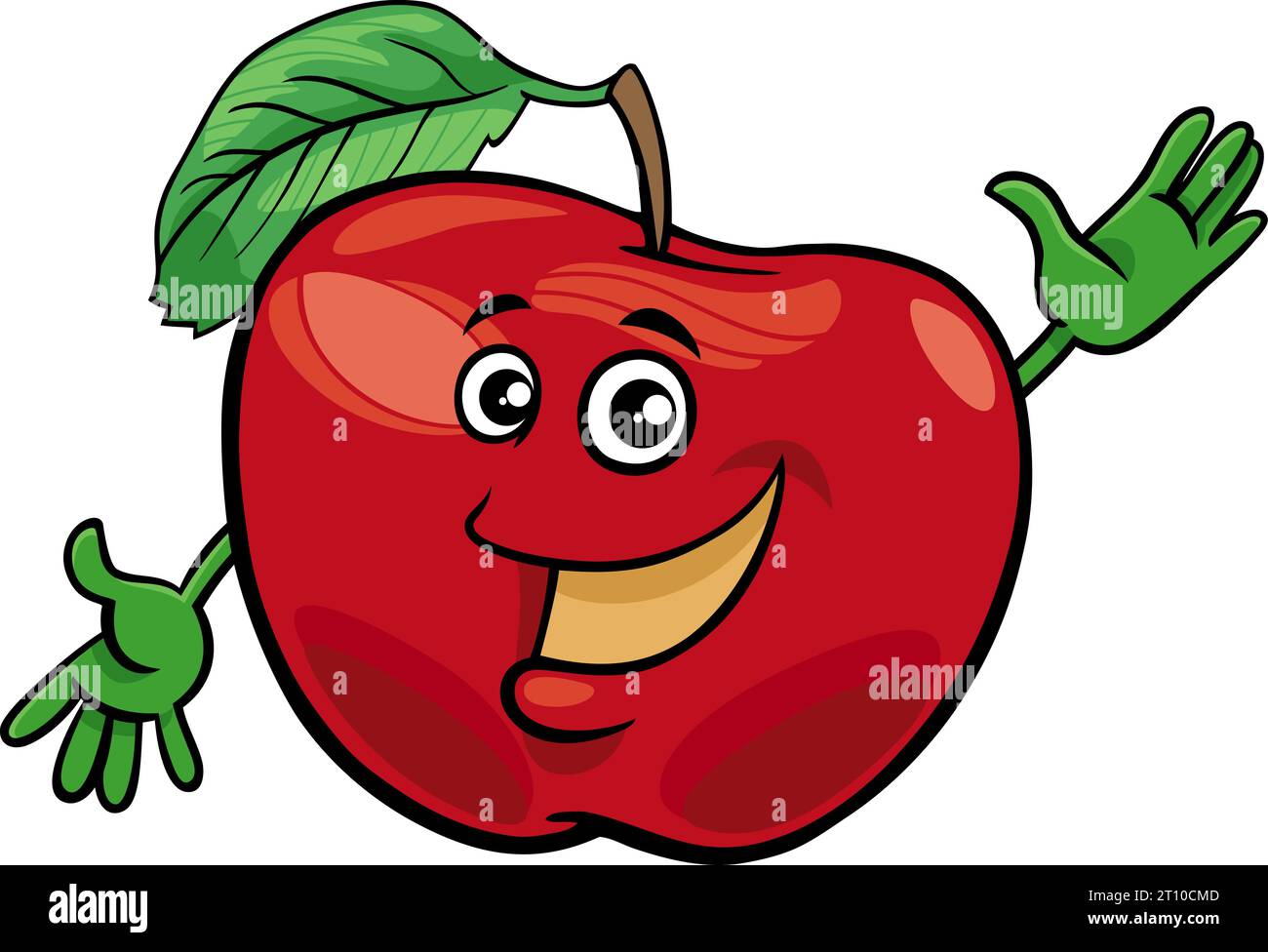 Cartoon illustration of happy apple fruit comic character Stock Vector ...