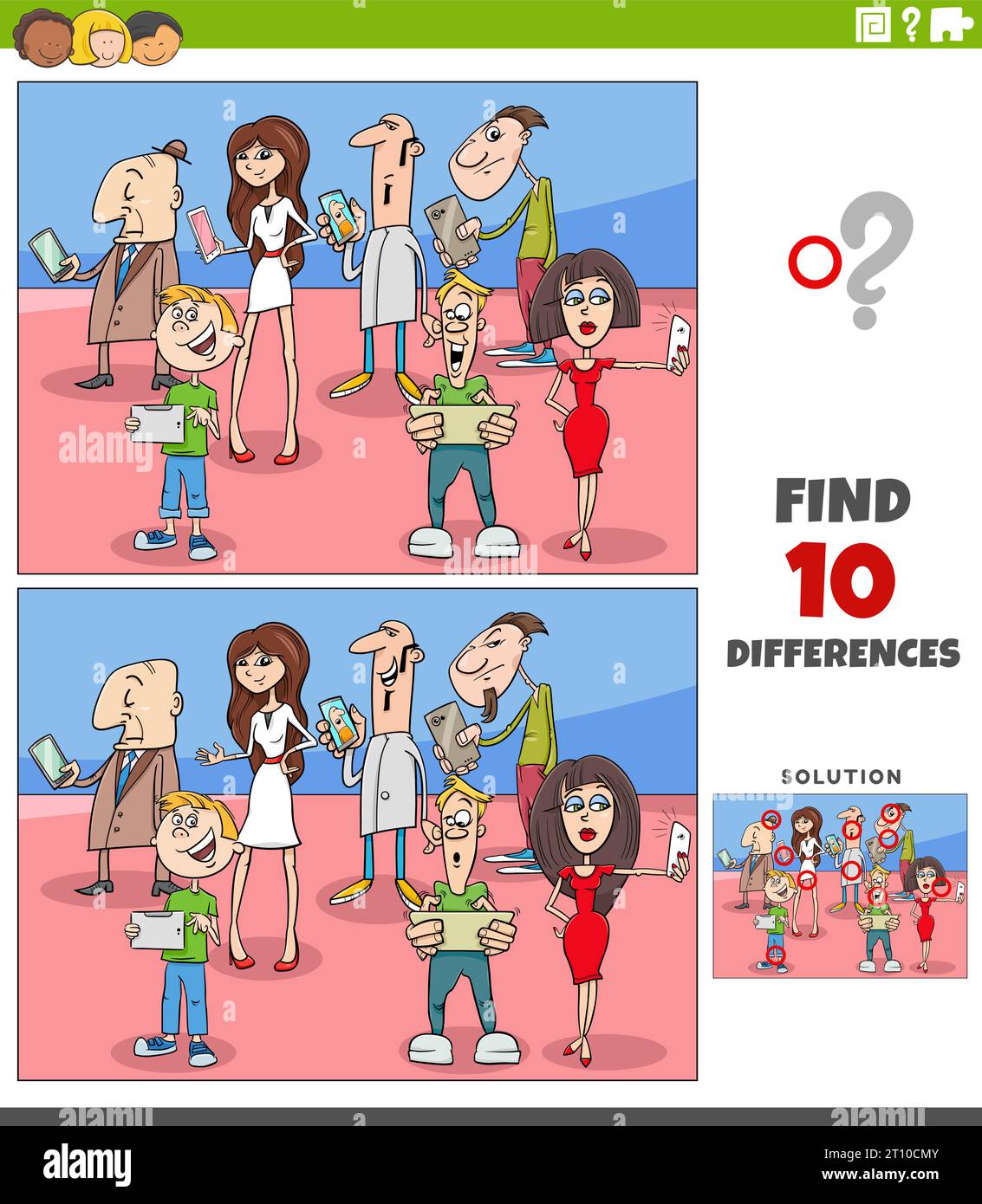 Cartoon illustration of finding the differences between pictures ...