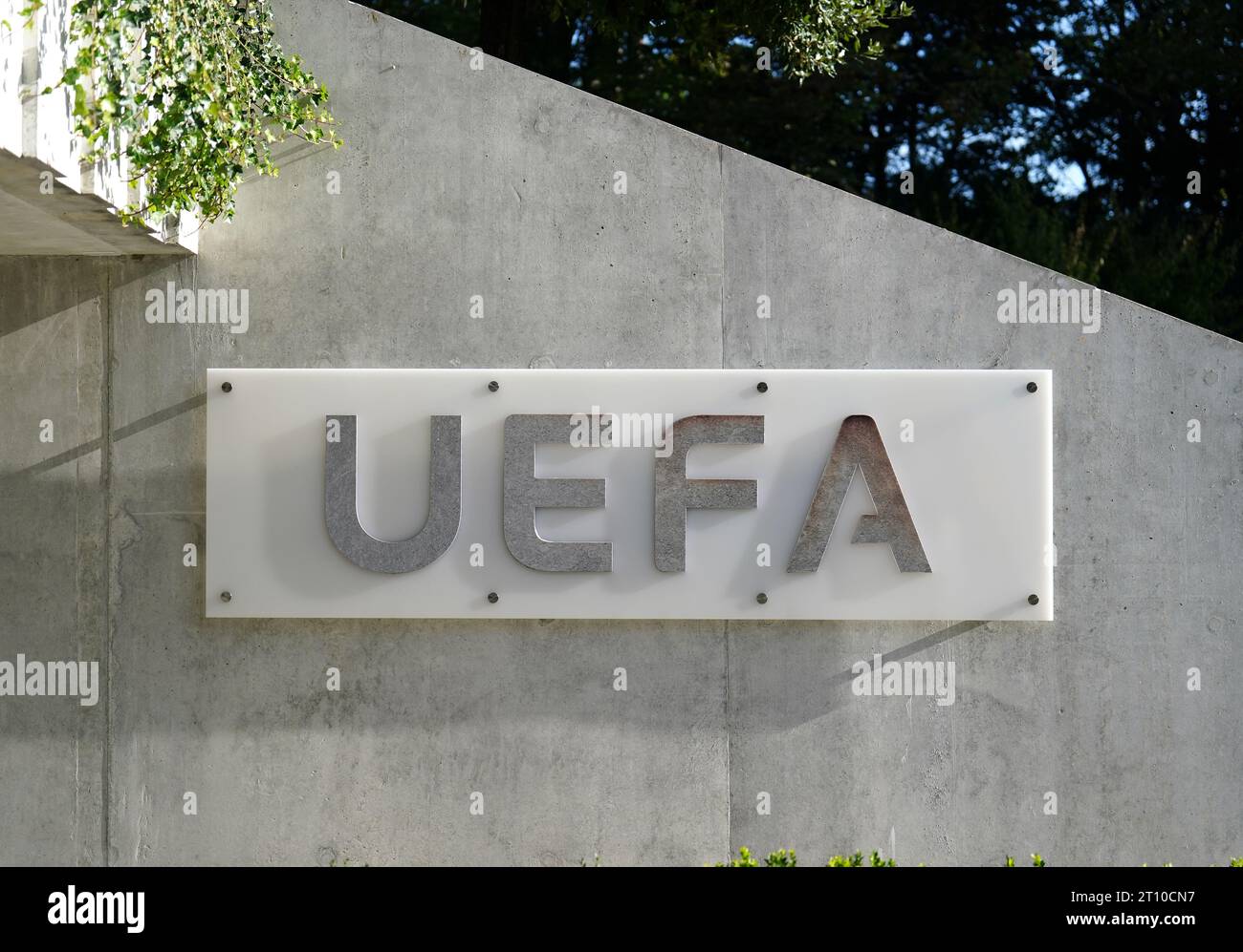 A general view of UEFA signage outside ahead of the Euro 2028 and Euro ...