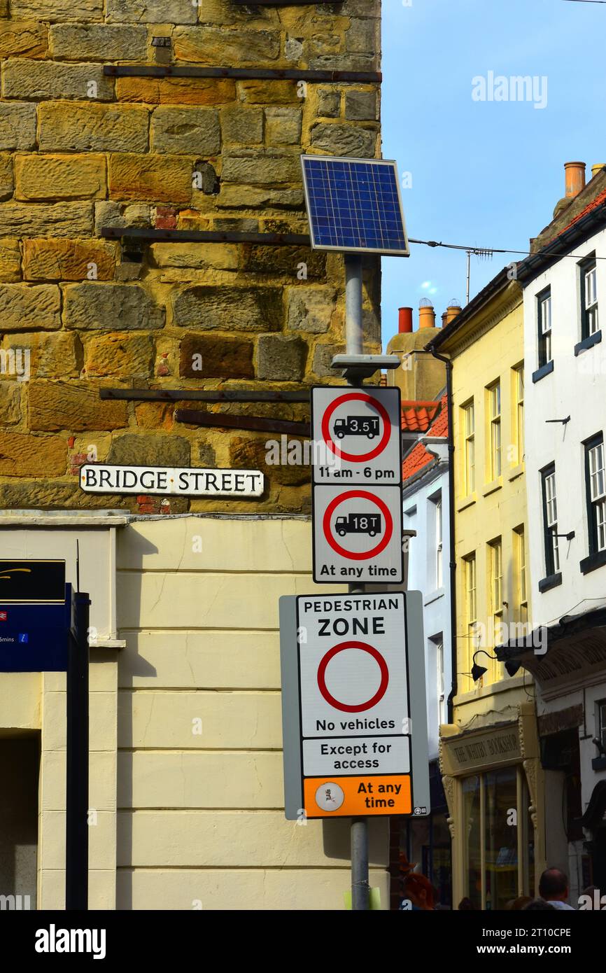 Road signs, Bridge Street, Whitby North Yorkshire Stock Photo - Alamy
