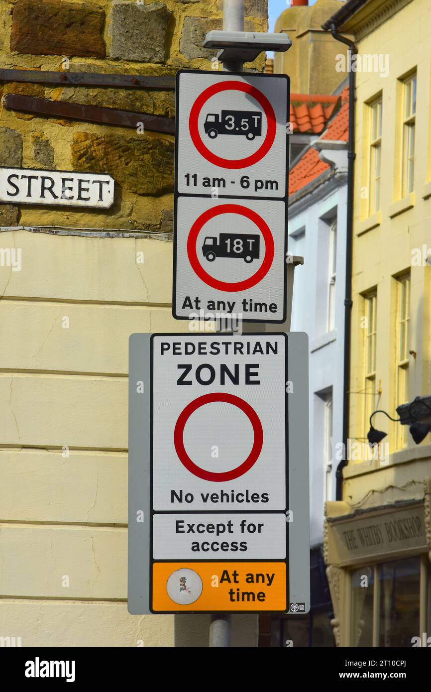 Road signs, Bridge Street, Whitby North Yorkshire Stock Photo - Alamy