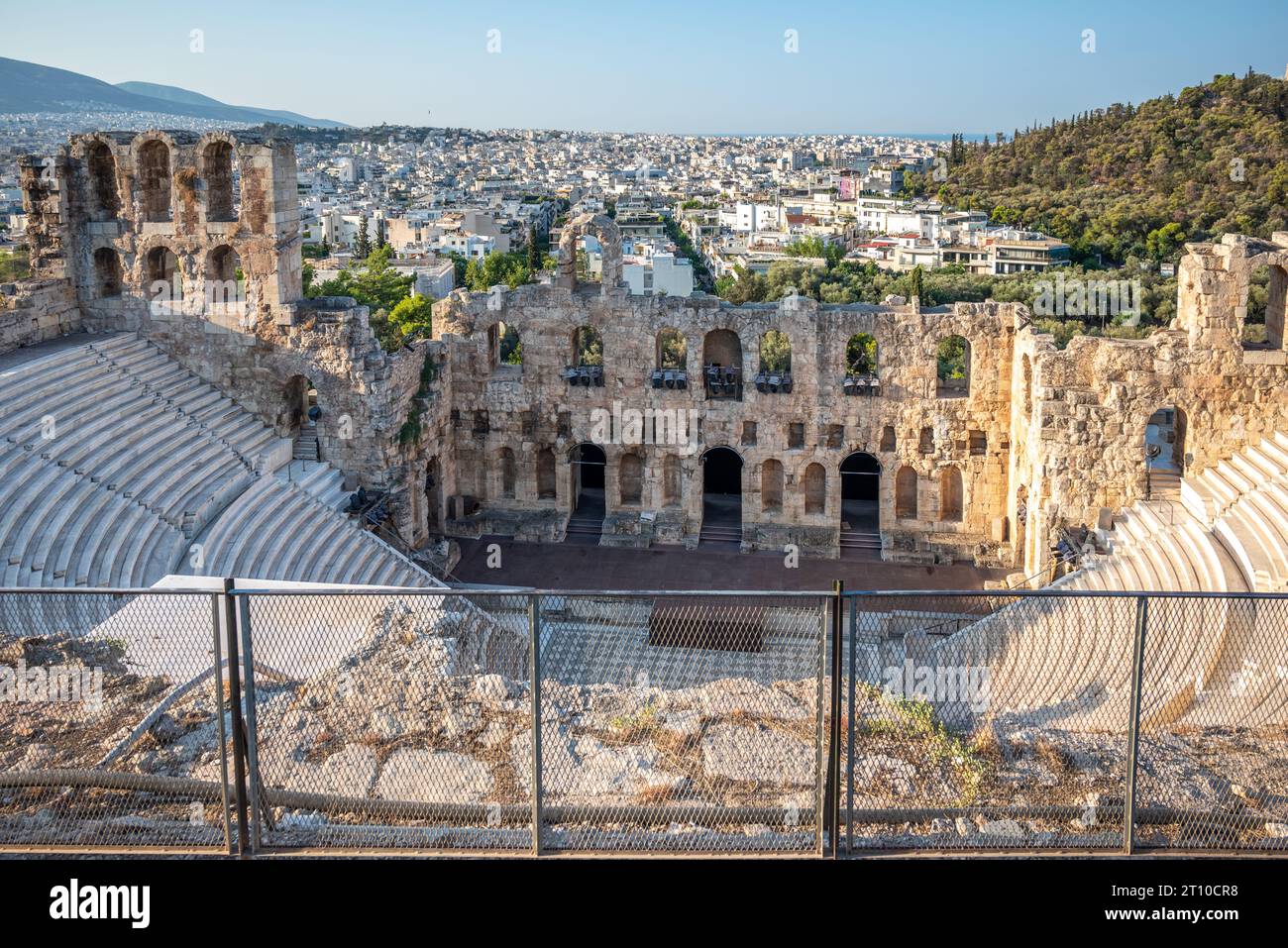 Odeon of Herodes Atticus stone Roman theatre on the slope of the Acropolis of Athens in Greece ...