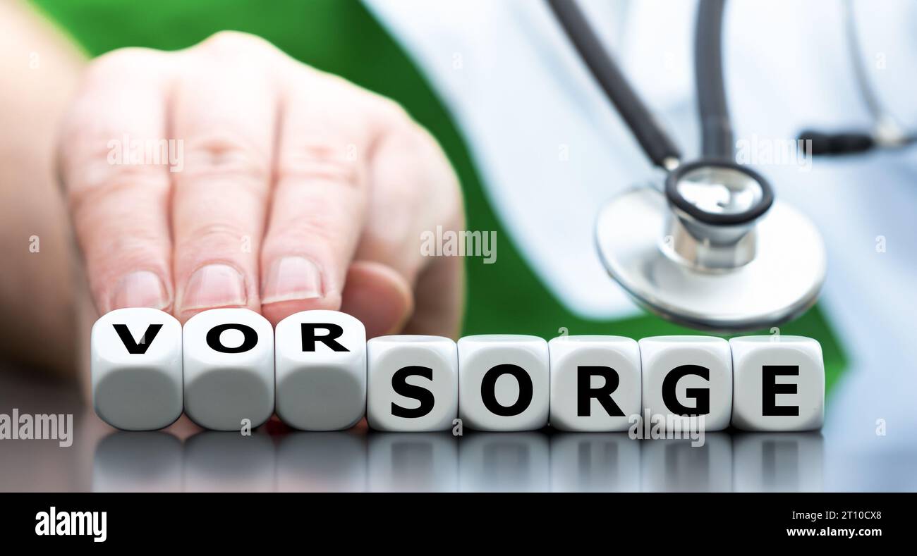 Dice form the German word 'Vorsorge' (precaution), as symbol to do a ...