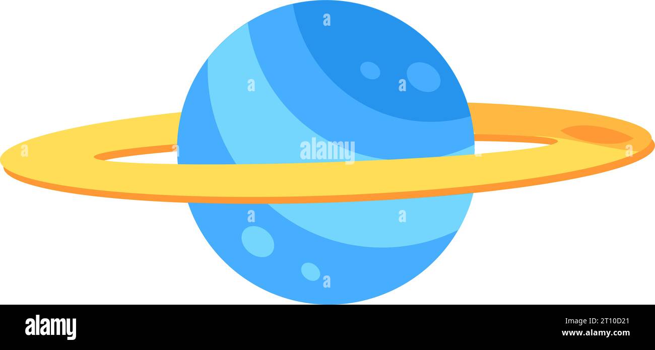 Blue planet with ring around icon. Astronomical observations of space ...