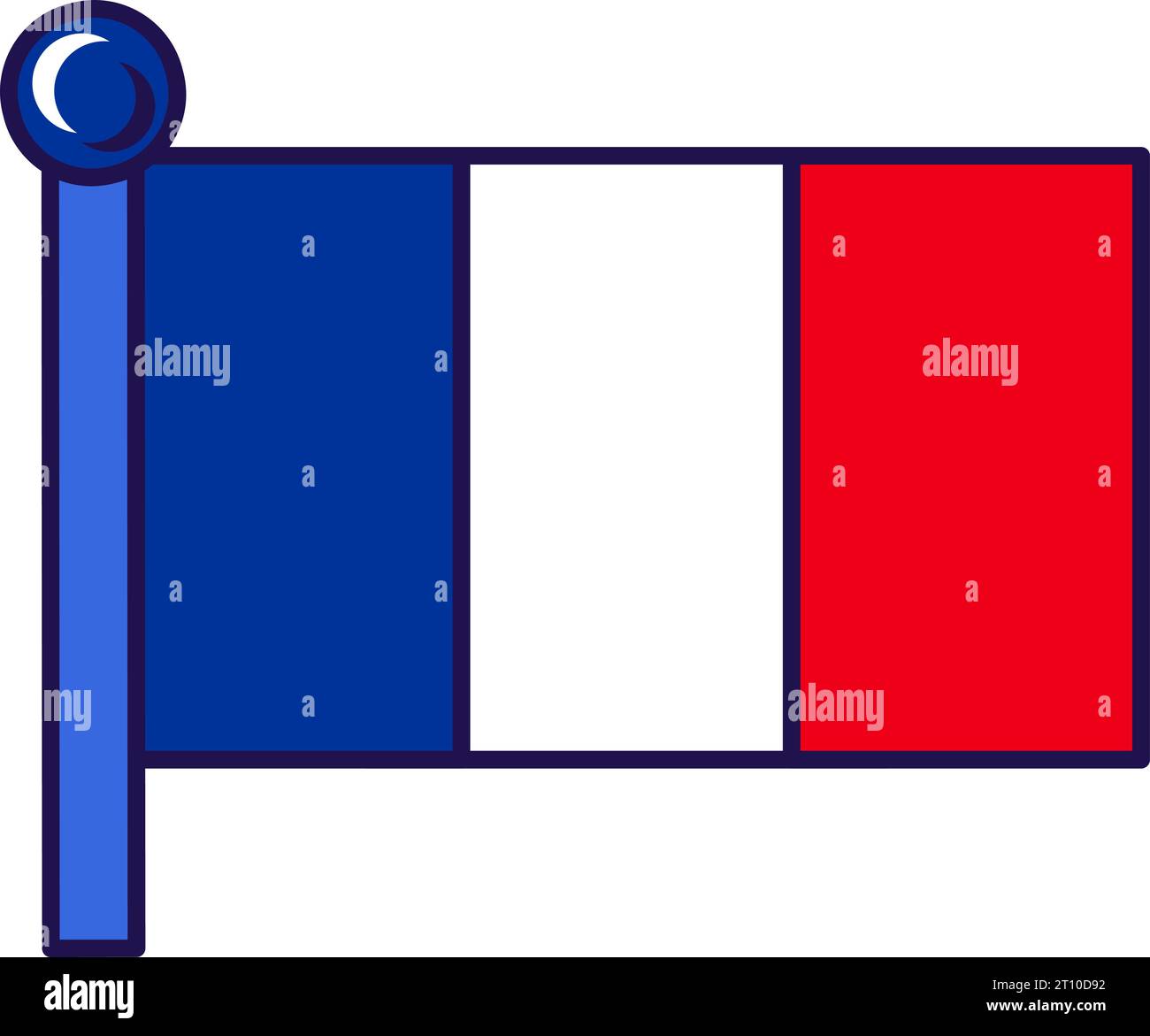 Caledonia country nation flag on flagpole vector. Vertical tricolor of ...
