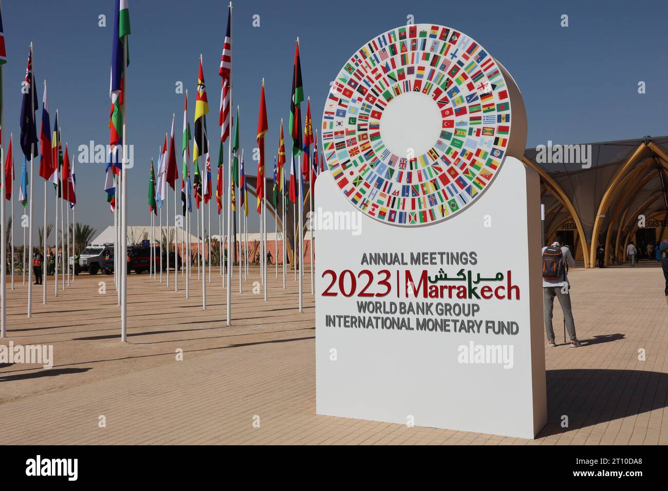 Marrakech, Morocco. 9th Oct, 2023. The logo of the World Bank Group and ...