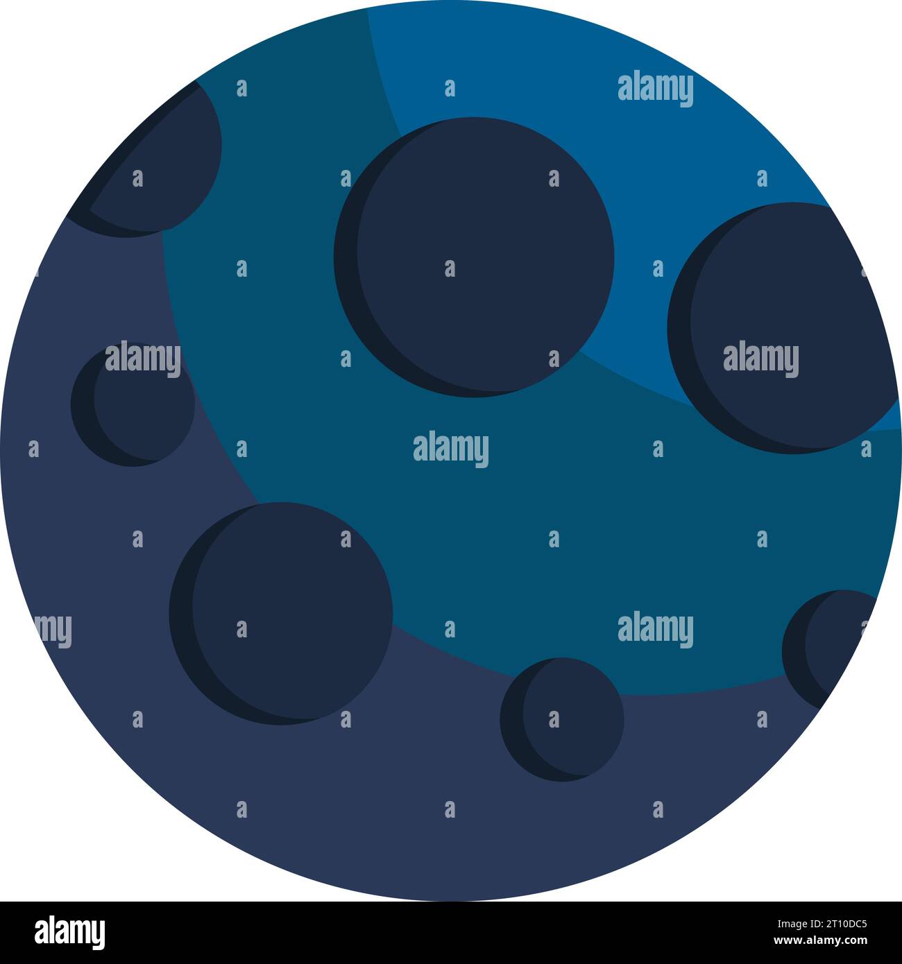 Dark lifeless moon in craters on surface icon. Astronomical ...