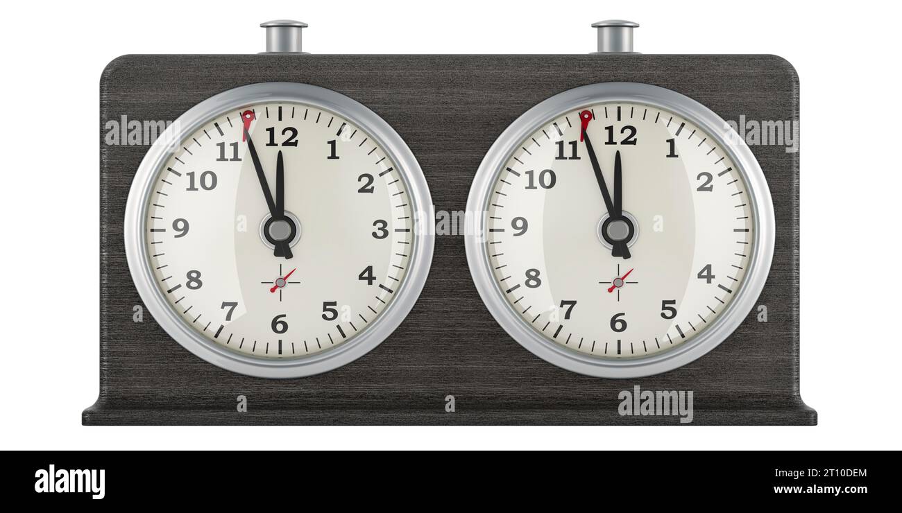 Analog chess clock, front view. 3D rendering isolated on white ...