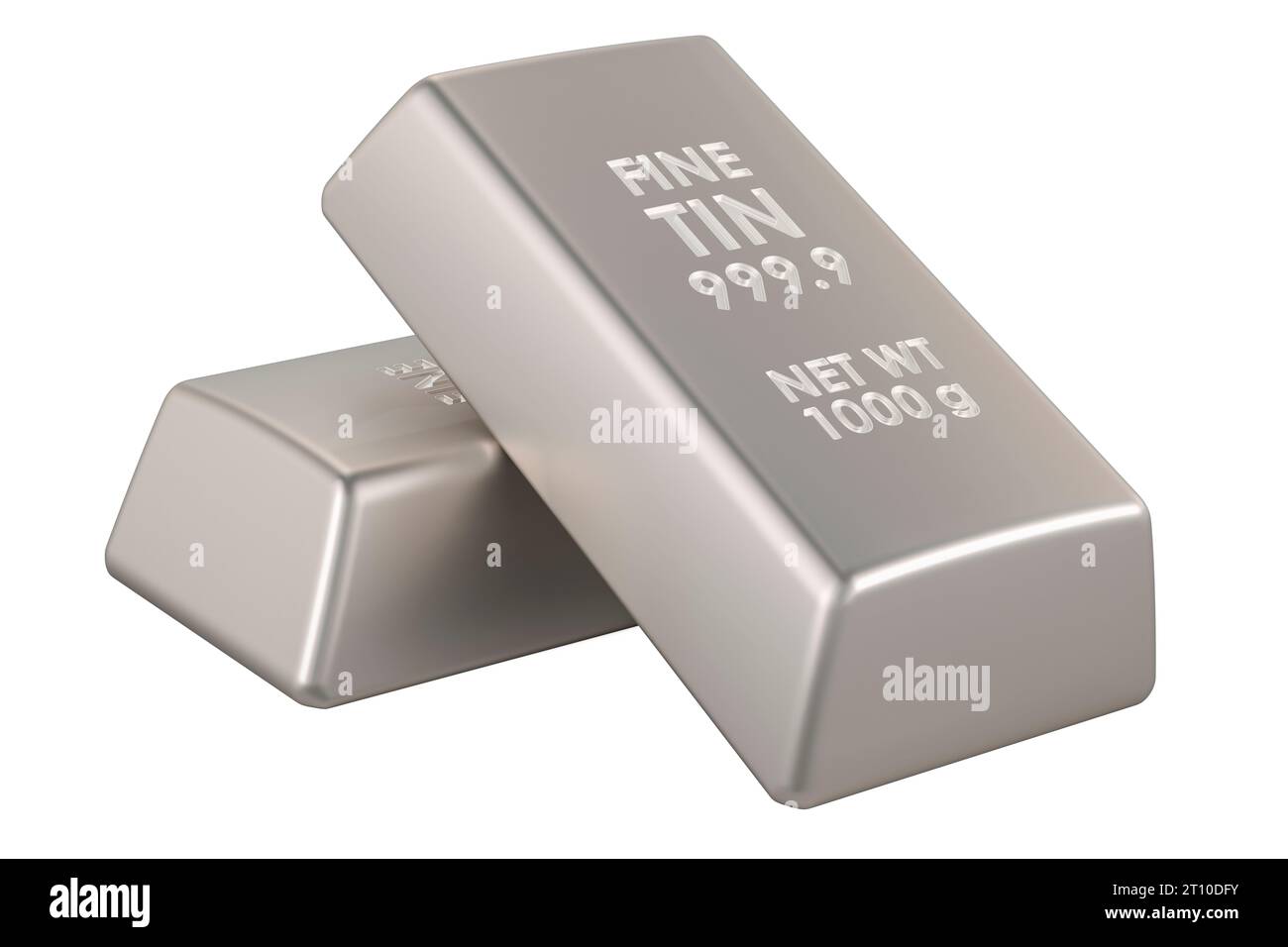 Tin ingots, tin bars. 3D rendering isolated on white background Stock ...