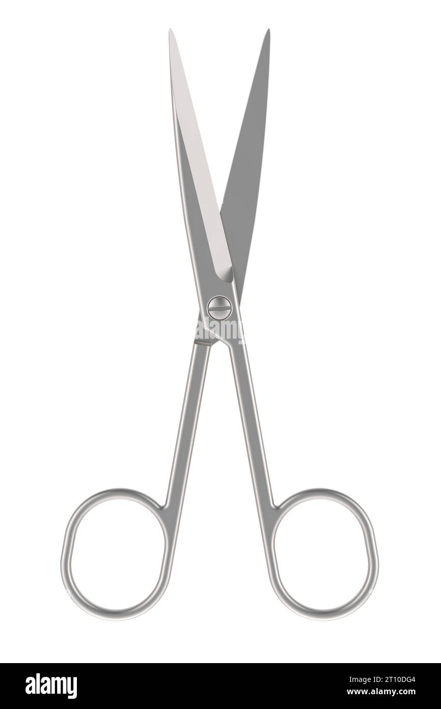 Metallic Scissors, 3D rendering isolated on white background Stock ...