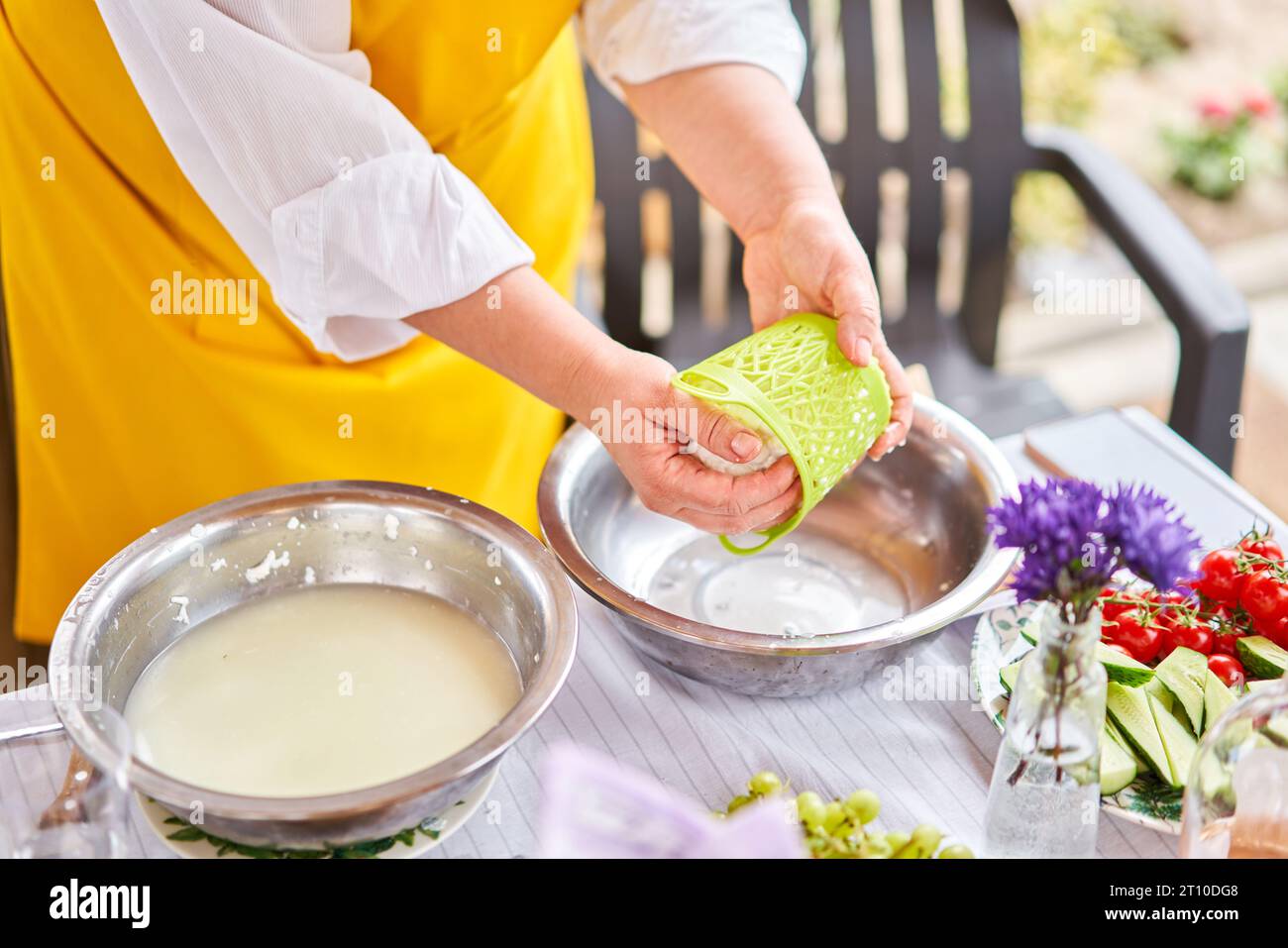 Master class and cheese tasting. Women make cheese. The enzyme and ...