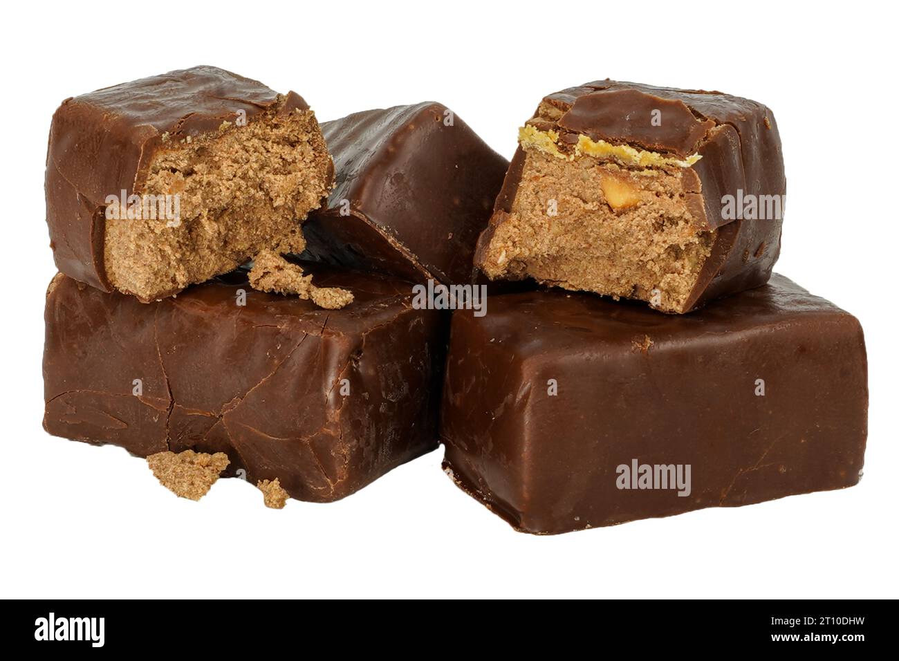 Chocolate candies with peanuts. Small chocolates without background ...
