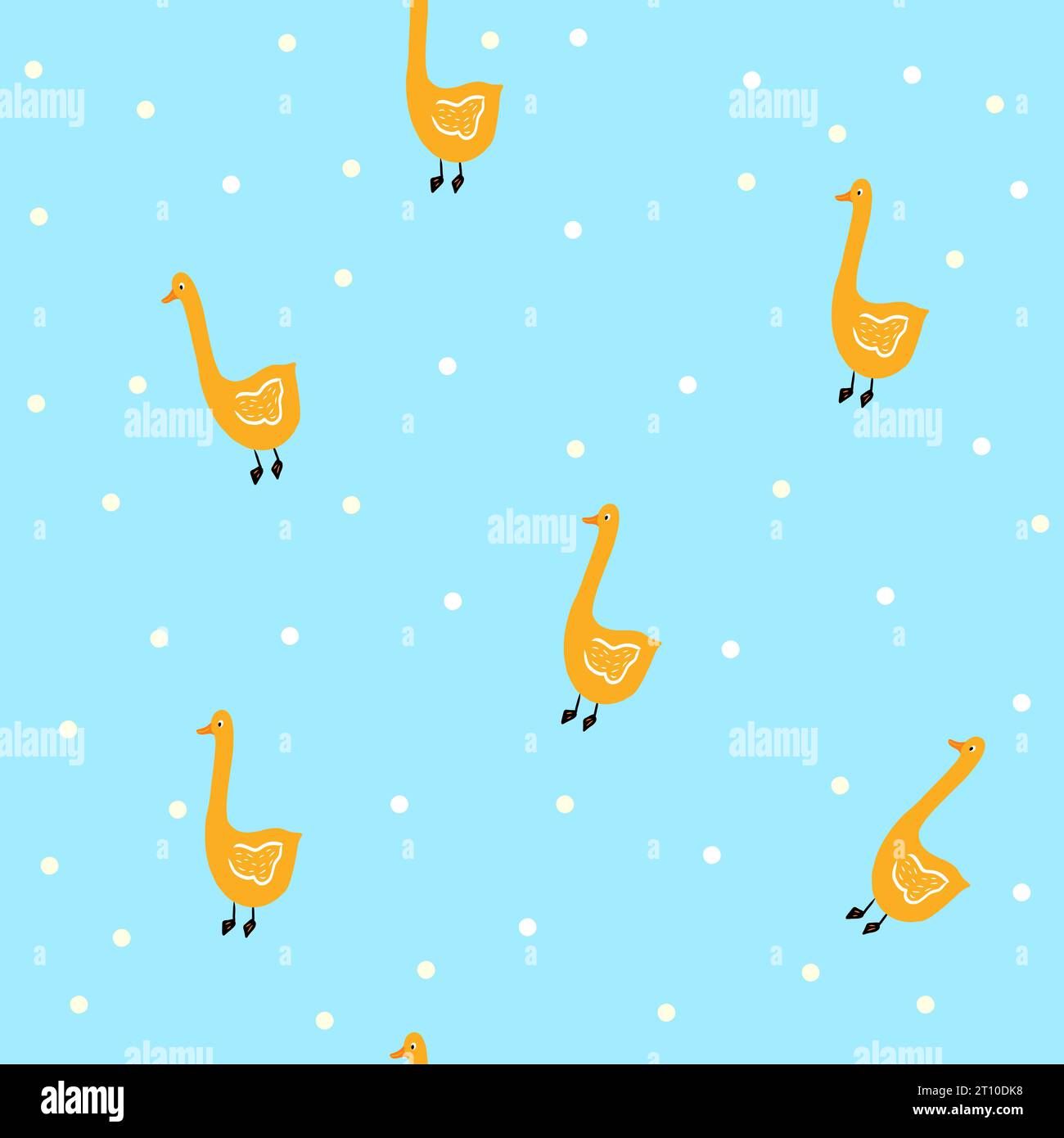 Cute goose seamless pattern, hand drawn print with farm bird and snow ...