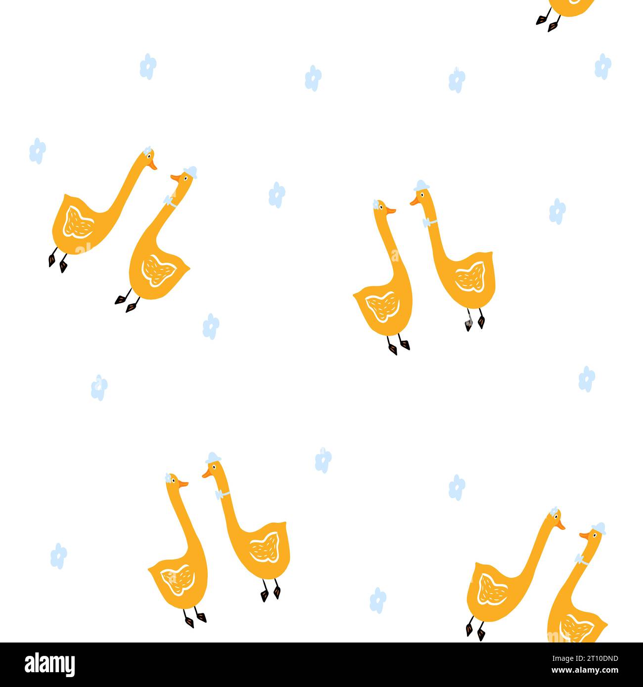 Geese couple seamless pattern, hand drawn print for kids fabric and ...