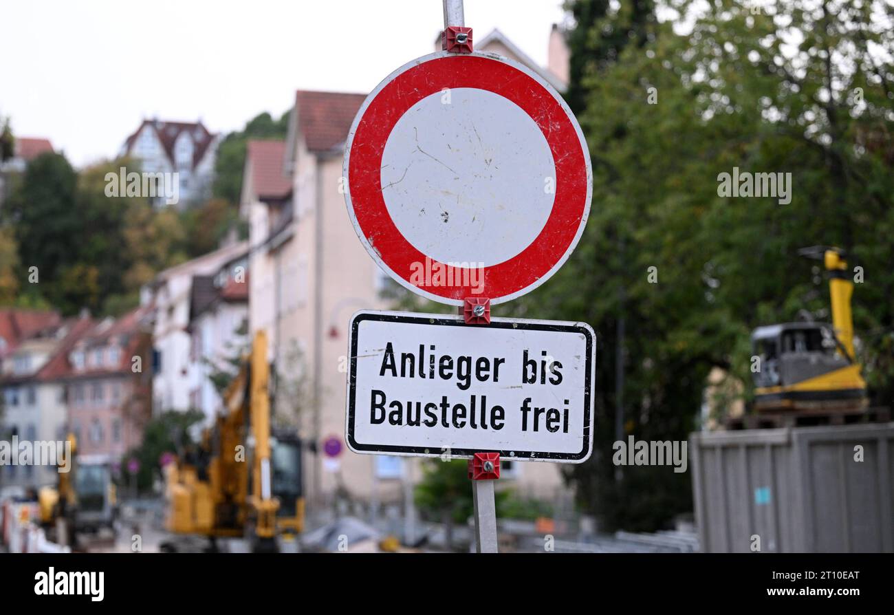 Tuebingen 09.10.2023 Schmuckbild Baustelle und Strassesperrung in der ...