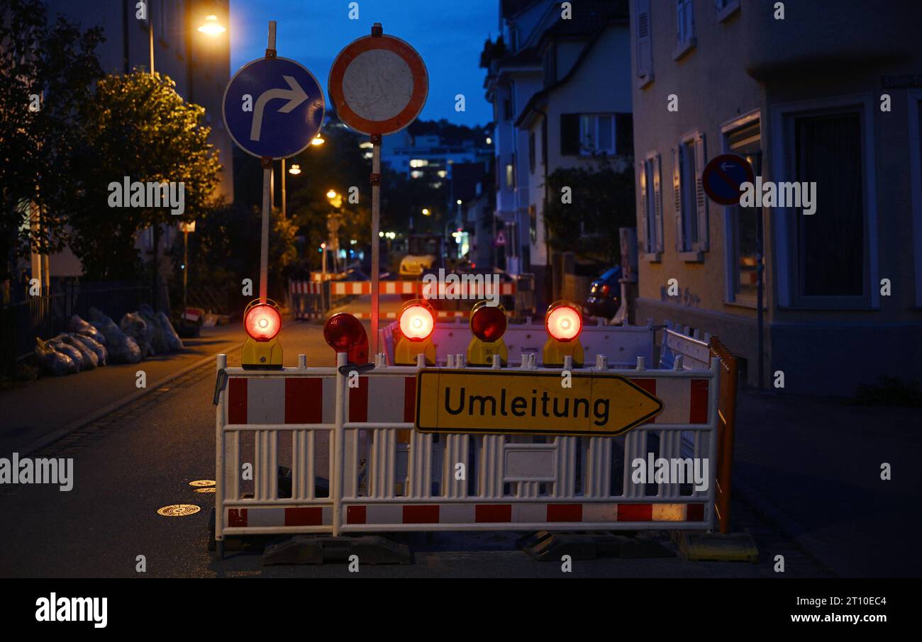 Tuebingen 09.10.2023 Schmuckbild Baustelle, Strassesperrung und ...
