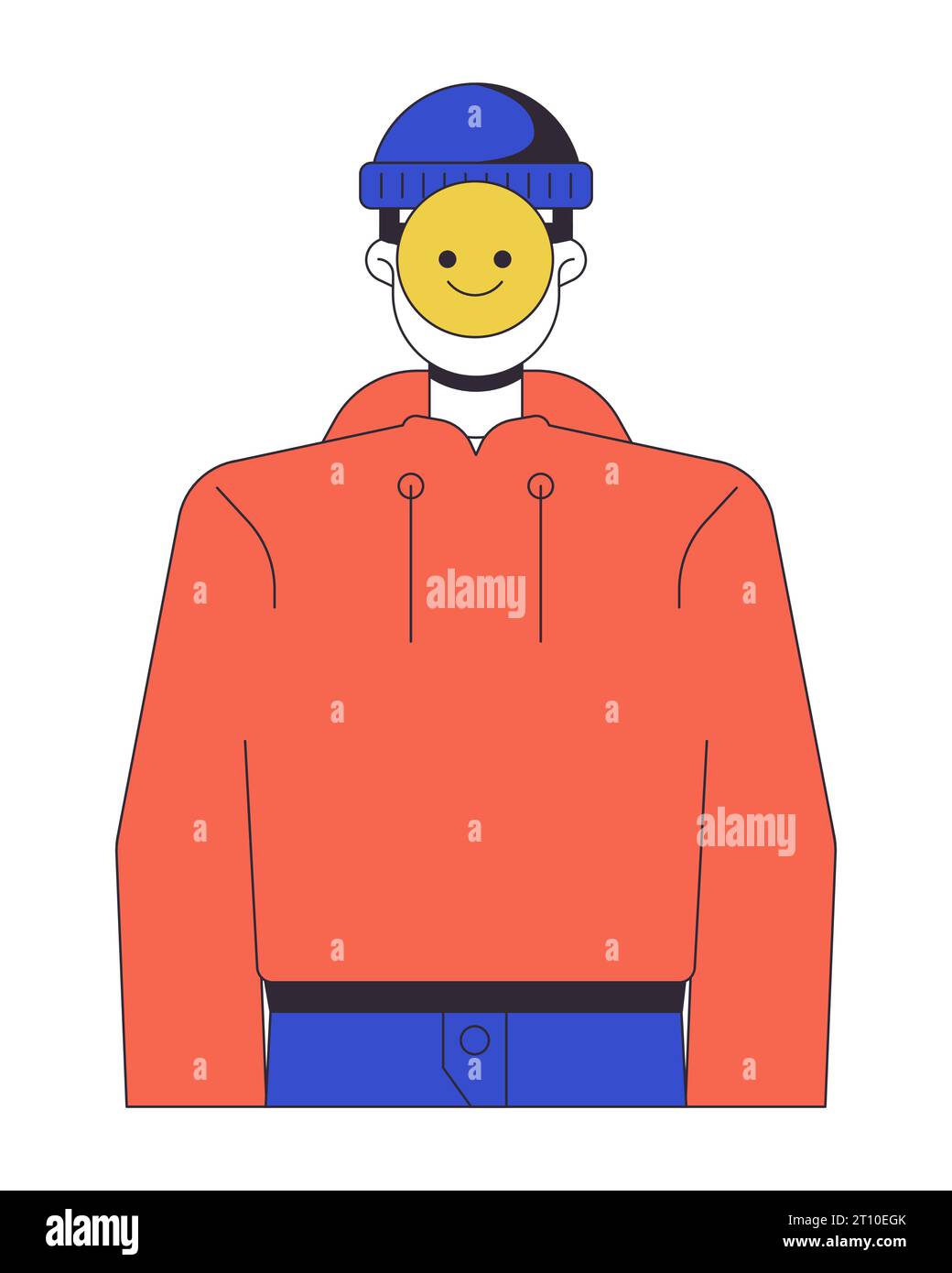 Identity thief emoji mask on face flat line color vector character ...