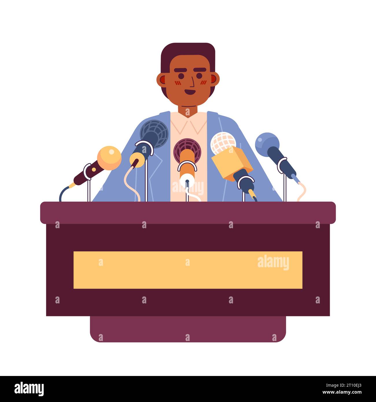 Speaker conference press microphones cartoon flat illustration Stock ...