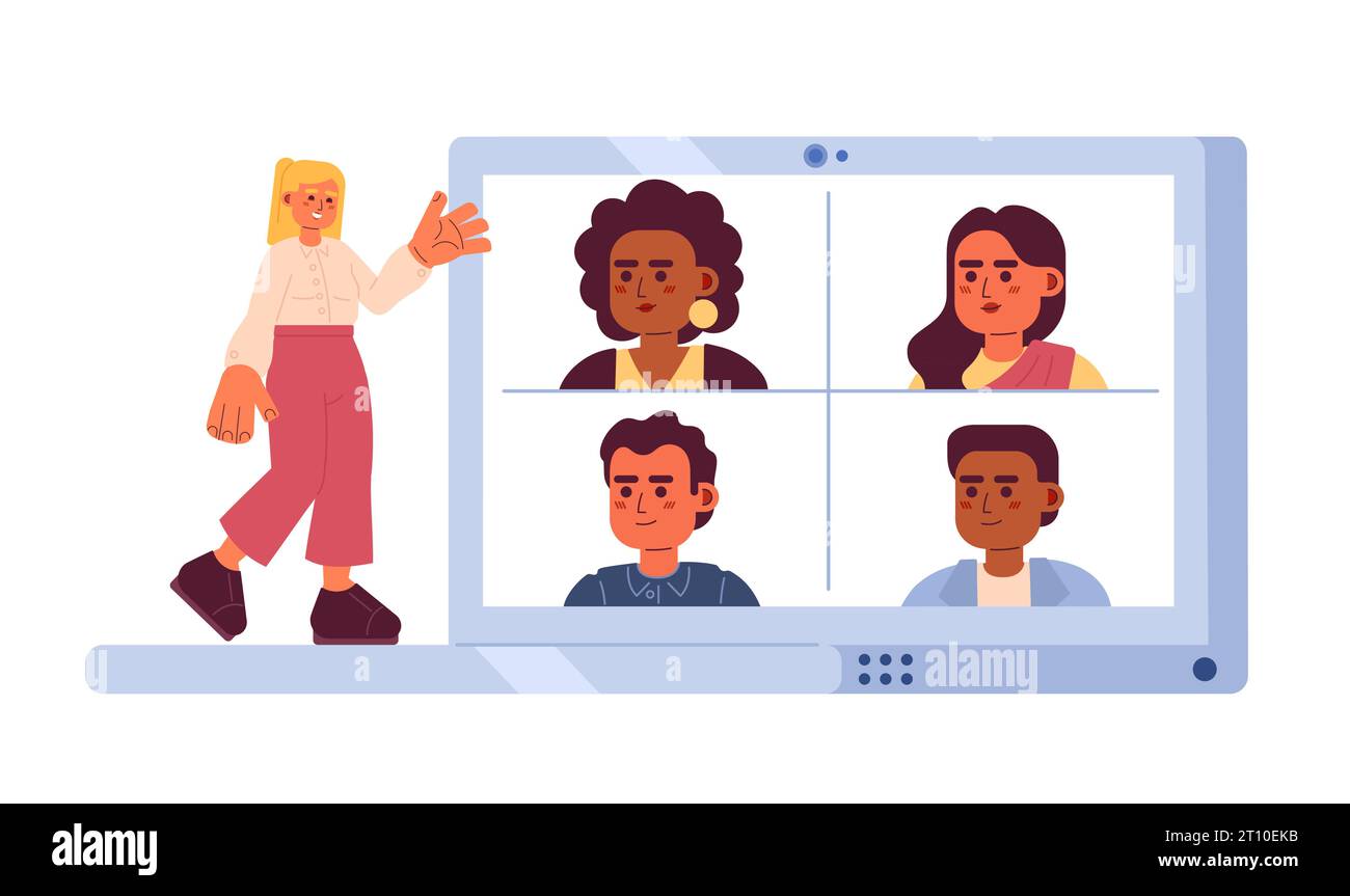 Running online meeting 2D illustration concept Stock Vector Image & Art ...