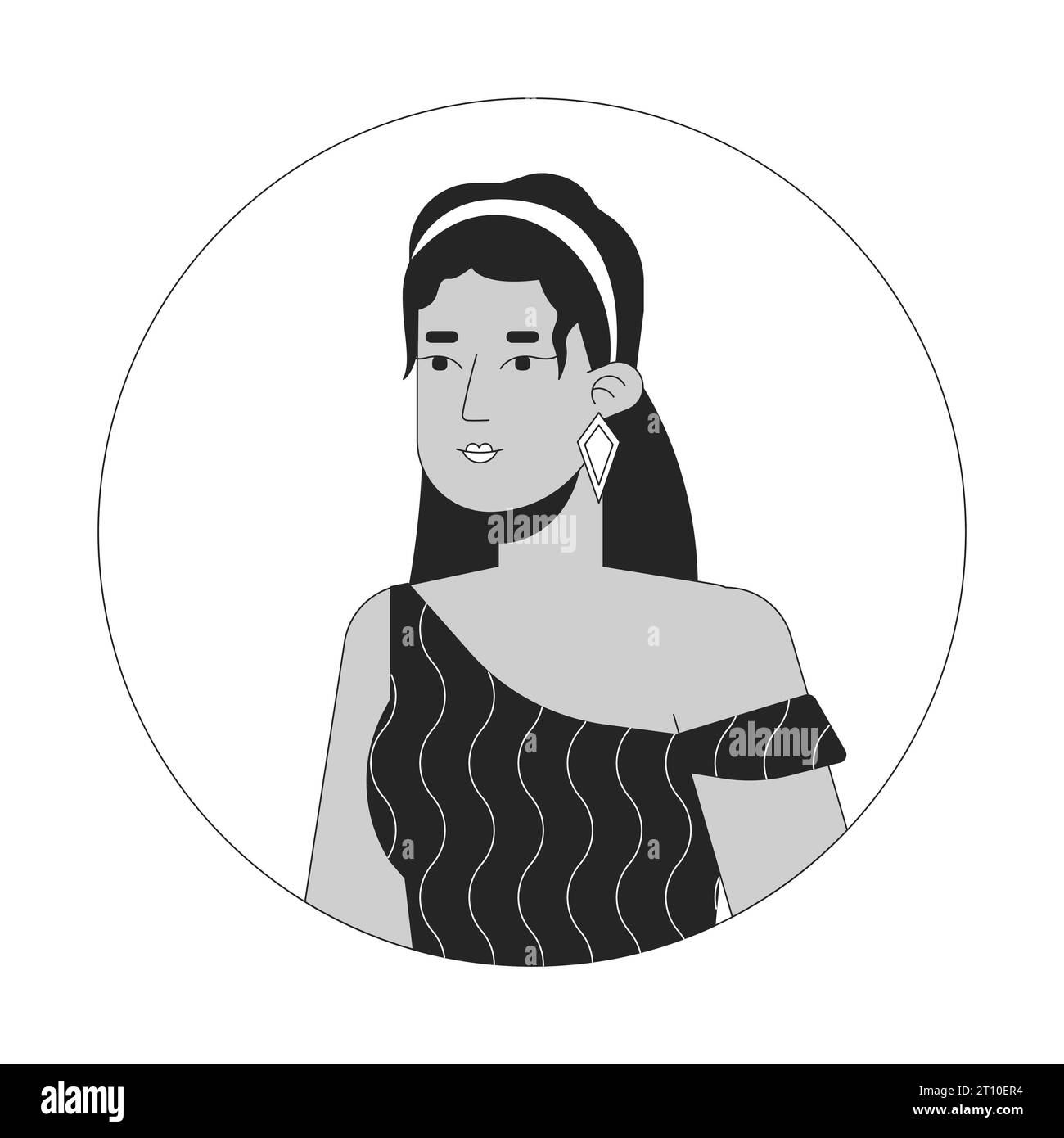 Handsome hispanic lady in 70s inspired clothes black and white 2D ...